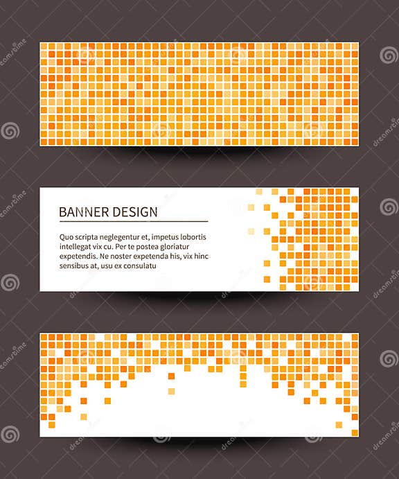Set of Pixel Banners on Dark Background. Stock Vector - Illustration of ...