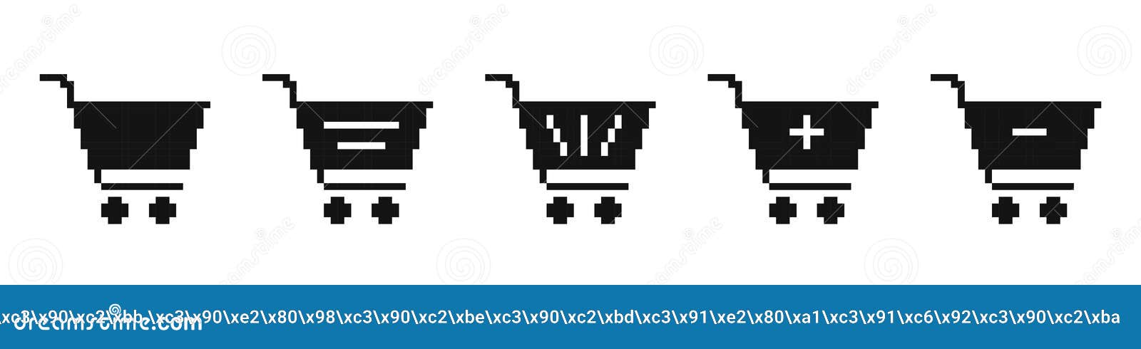 Set of Pixel Carts. Shopping in the Store. Vector Illustration Stock ...