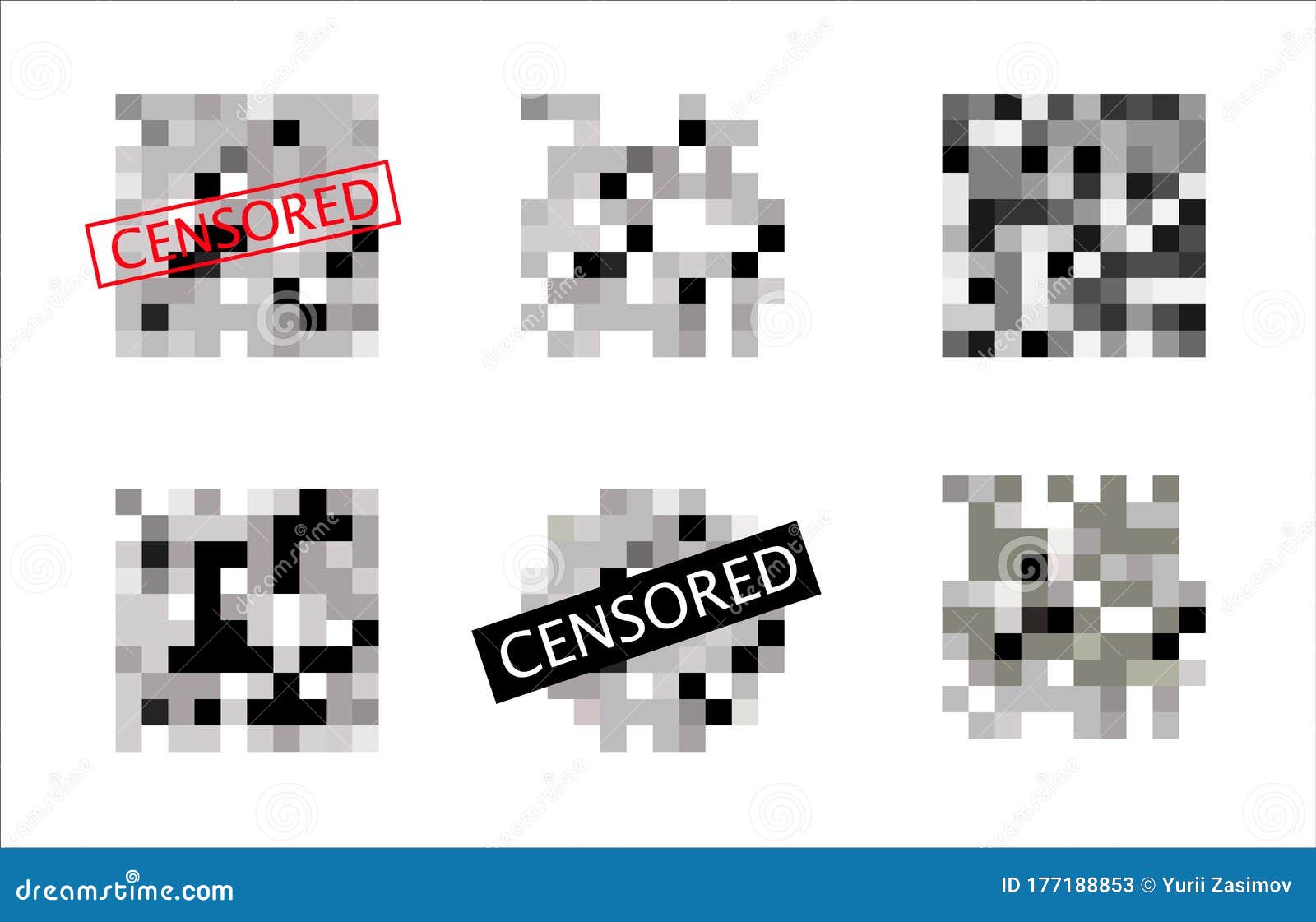 Set of Pixel Censored Signs. Censor Bar Concept. Censorship Rectangle ...