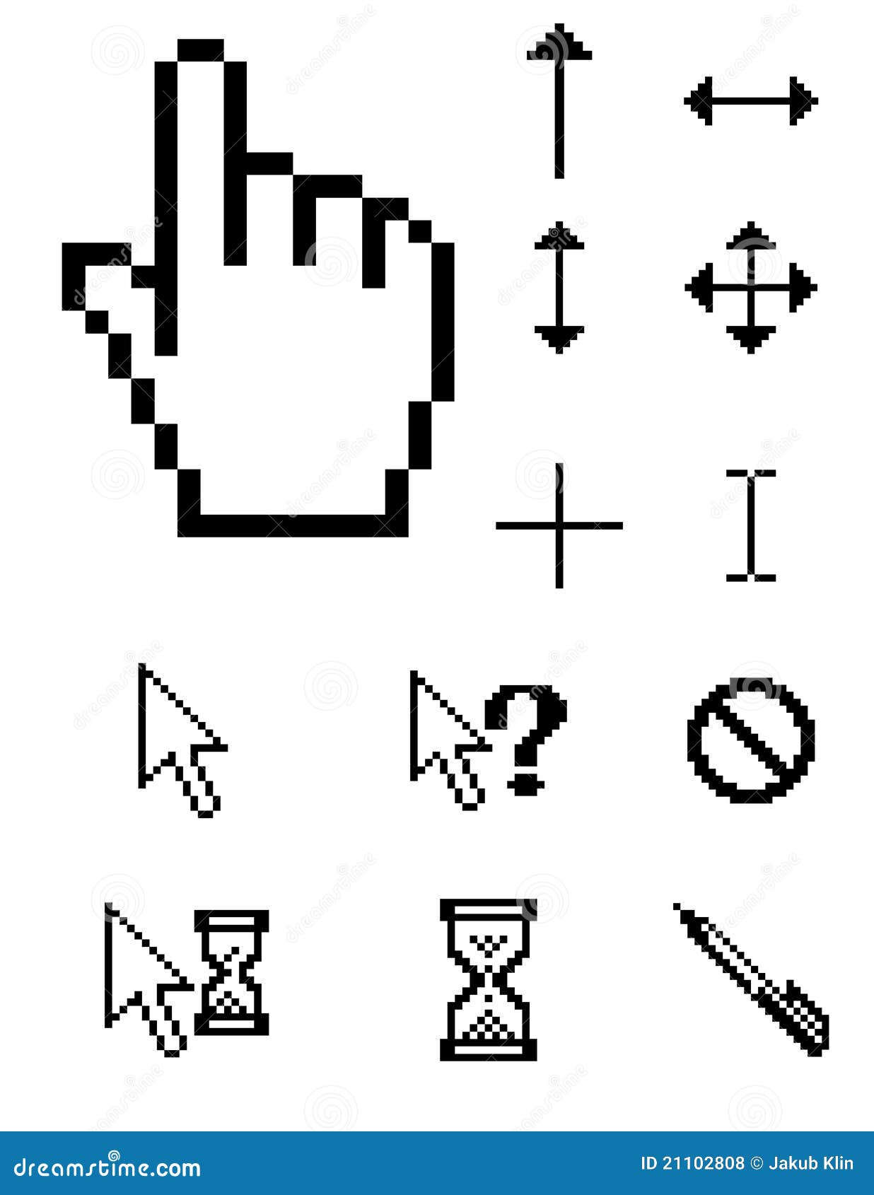 Set Of Pixel Cursors Or Pixel Hourglass Or Pixel Mouse Cursor Concept ... Set Of Pixel Cursors Or Pixel Hourglass Or Pixel Mouse Cursor Concept ...
