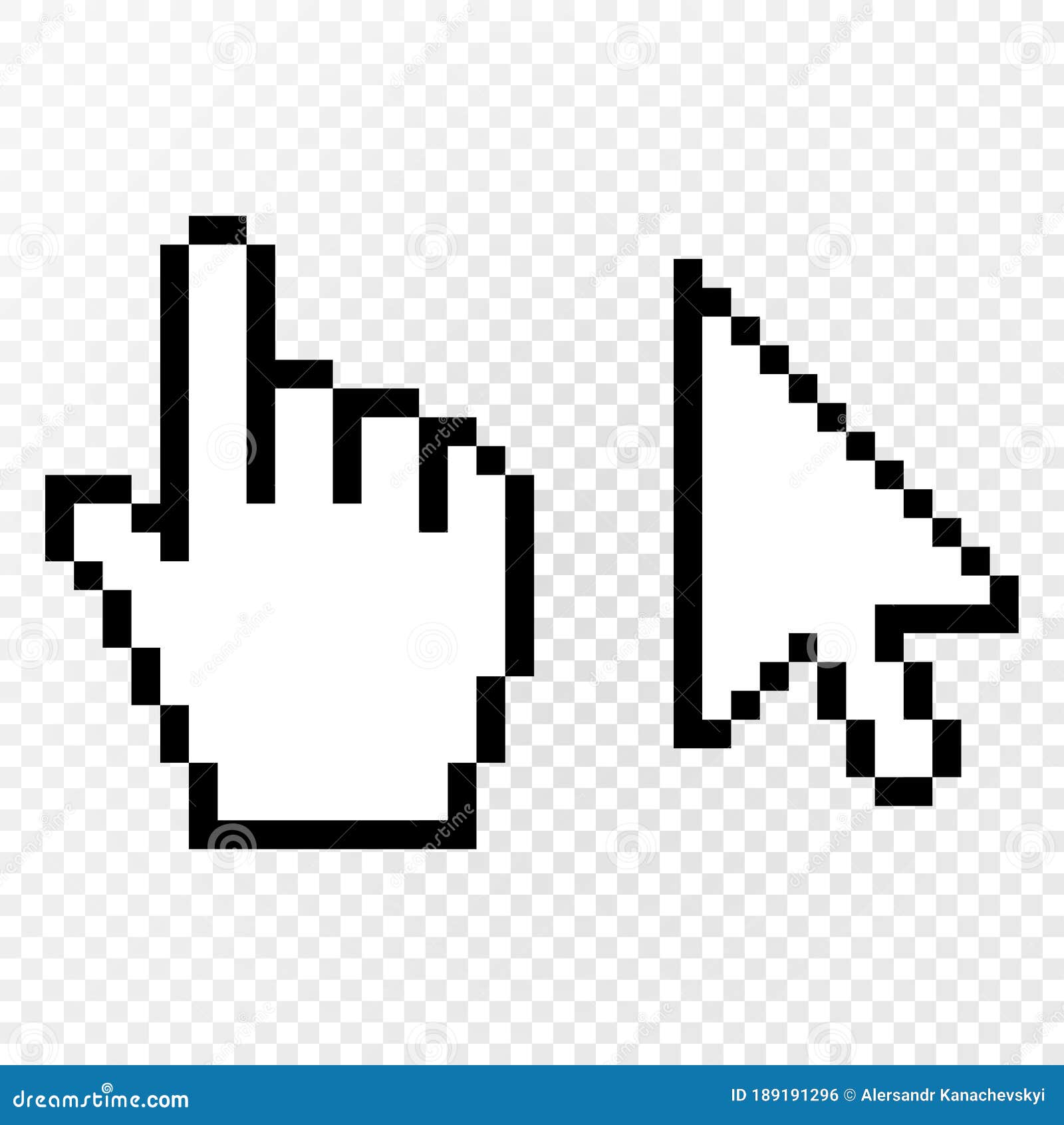 Pixel Cursors Icons: Mouse Hand Arrow. Royalty-Free Stock Image ...
