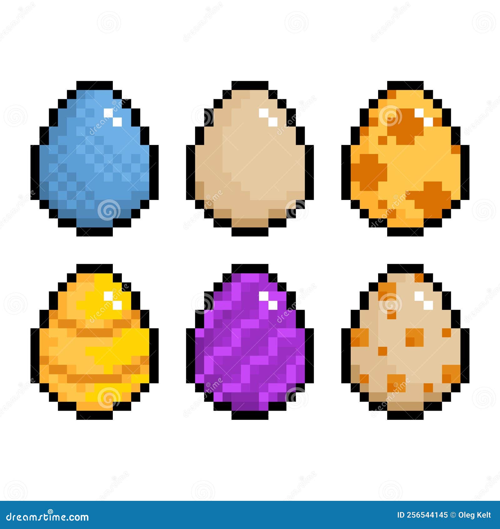 Set of Pixel Easter Eggs, Magic Eggs from Pixel Games. 8 Bit Isolated ...