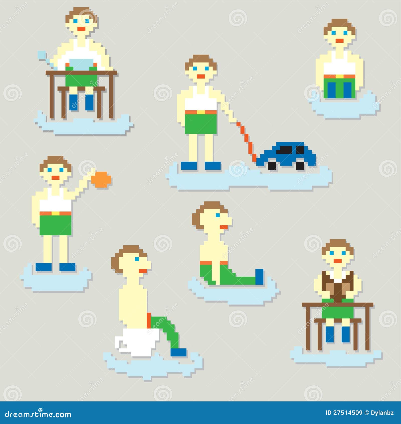 Set of pixel kids cartoons stock vector. Illustration of dynamic - 27514509