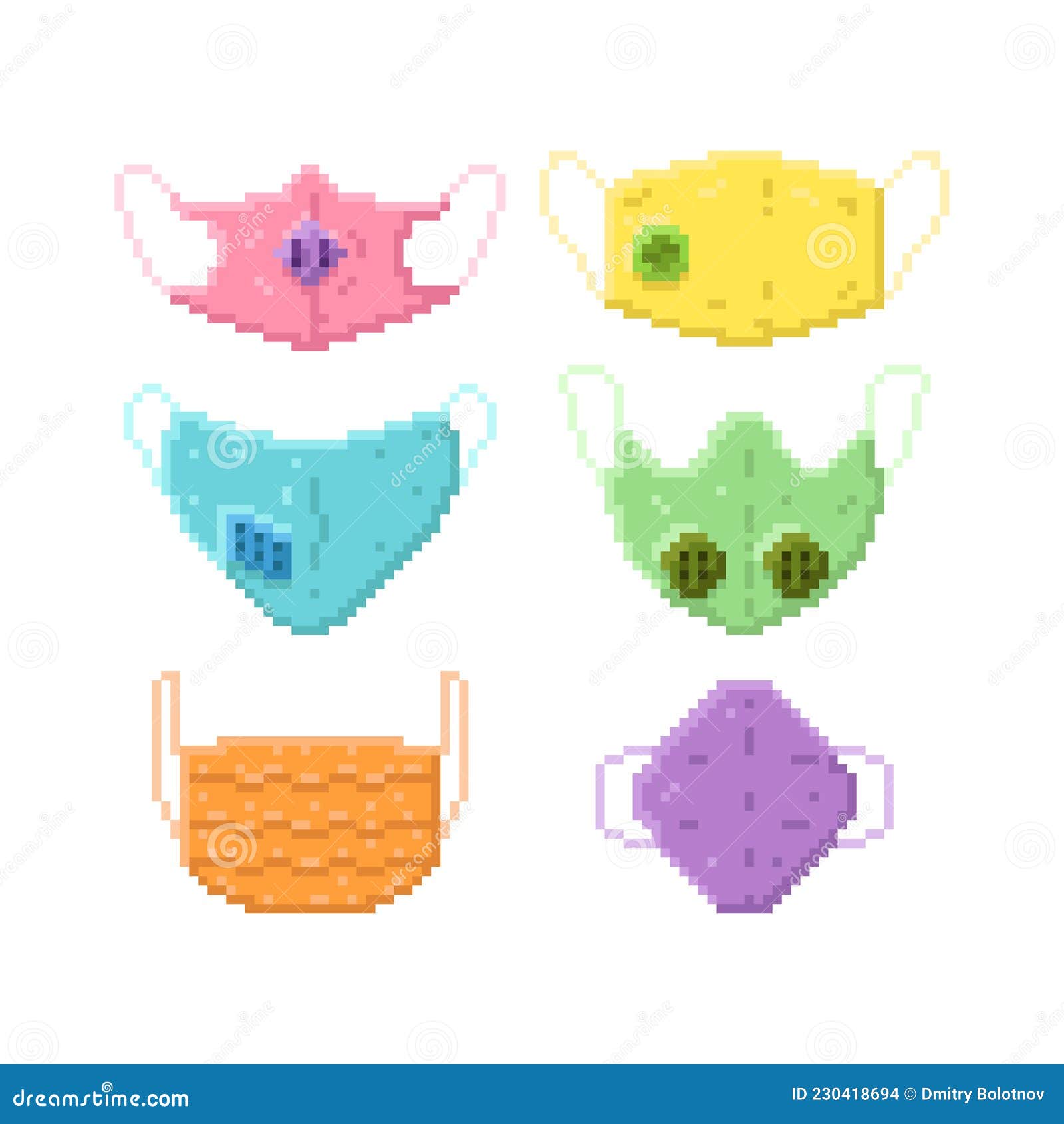 Set of Pixel Masks Multicolored Against Virus and Dust Stock Vector ...