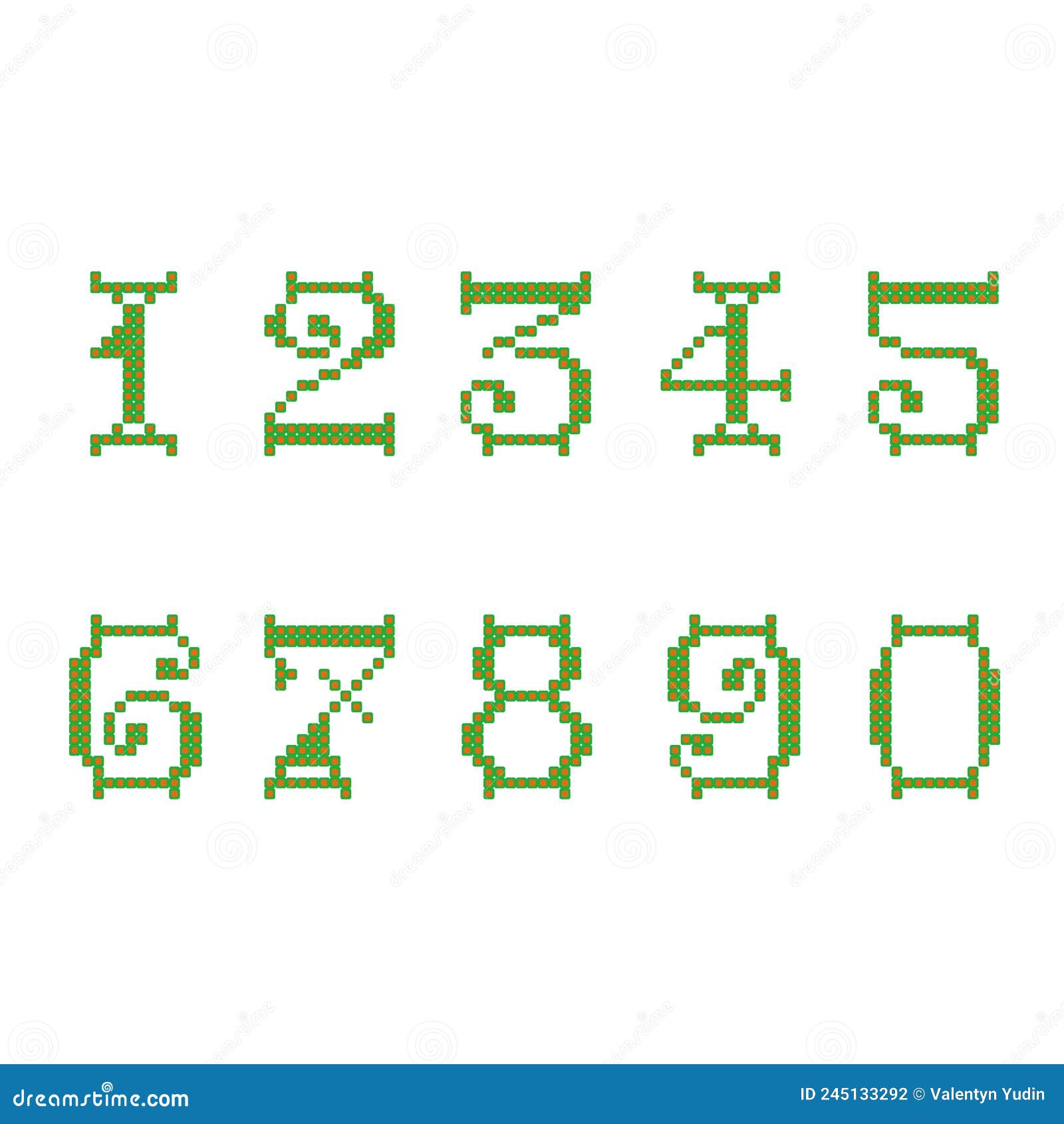 Set of pixel numbers stock vector. Illustration of color - 245133292