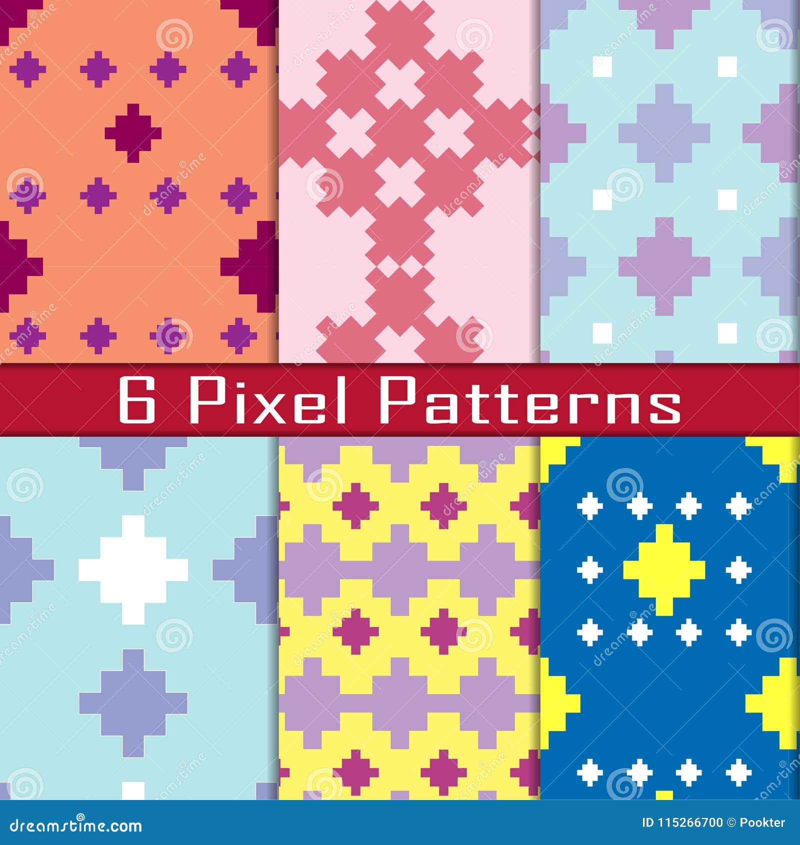 Set of Pixel Patterns.square Pixel Patterns.Vector Illustration Stock ...