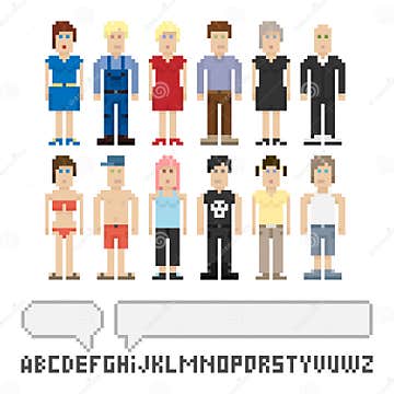 Set of pixel people stock vector. Illustration of human - 25502082