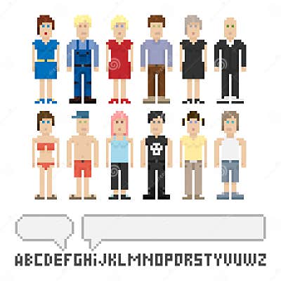 Set of pixel people stock vector. Illustration of human - 25502082