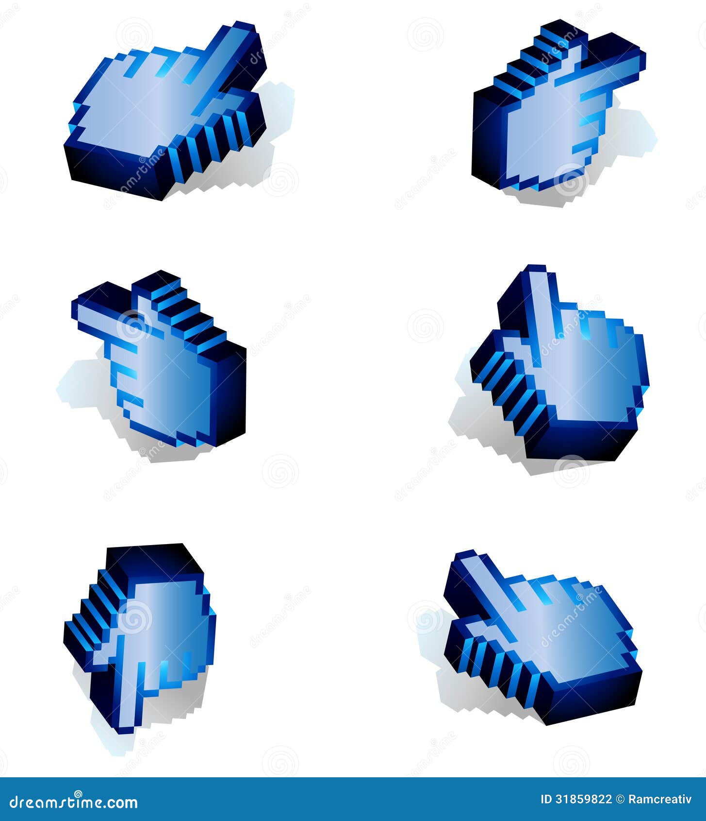 Set of Pixel Pointers in Shape of a Hand Stock Illustration ...