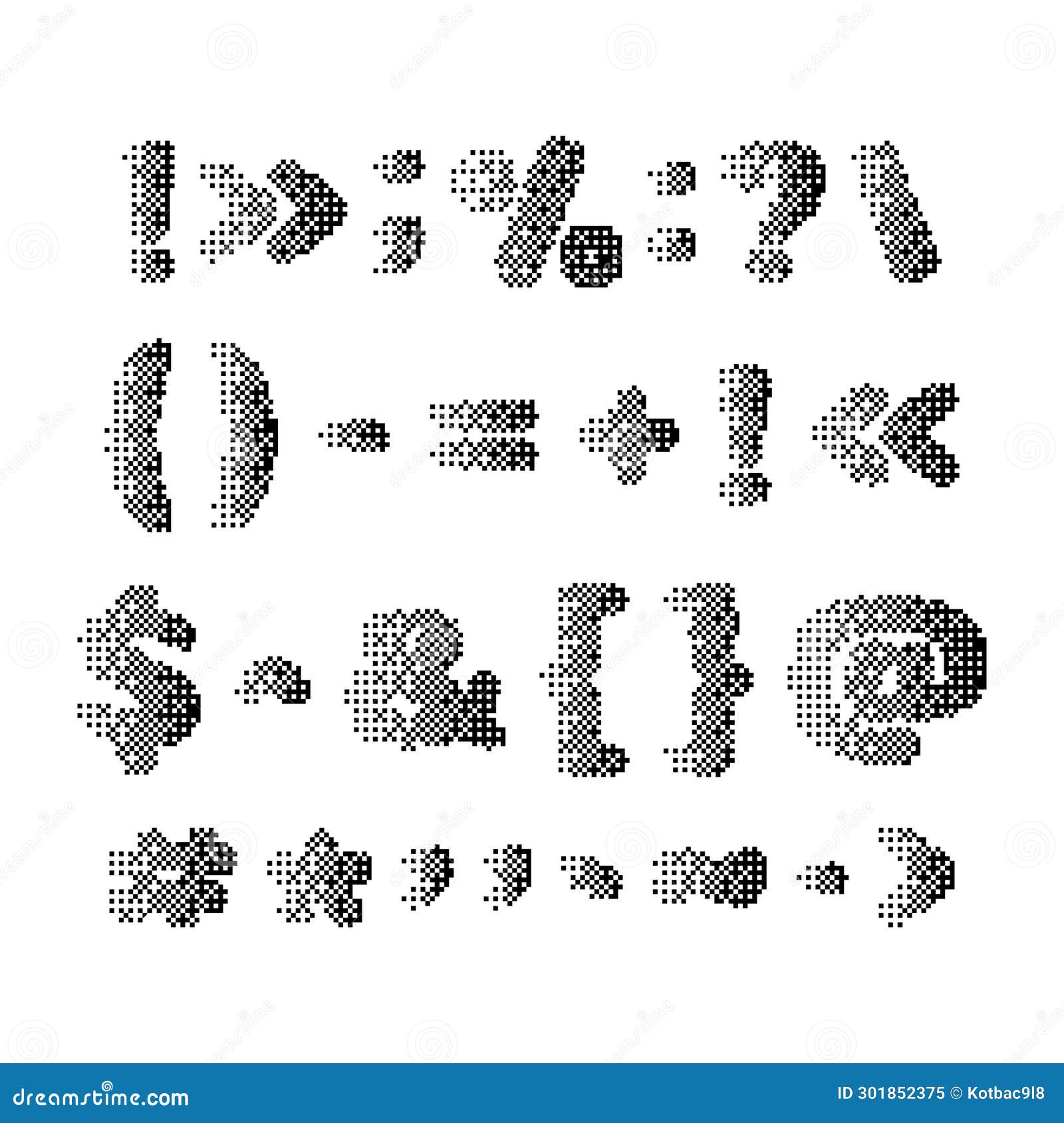 Set of Pixel Punctuation Marks with Noisy Texture. Stock Vector ...