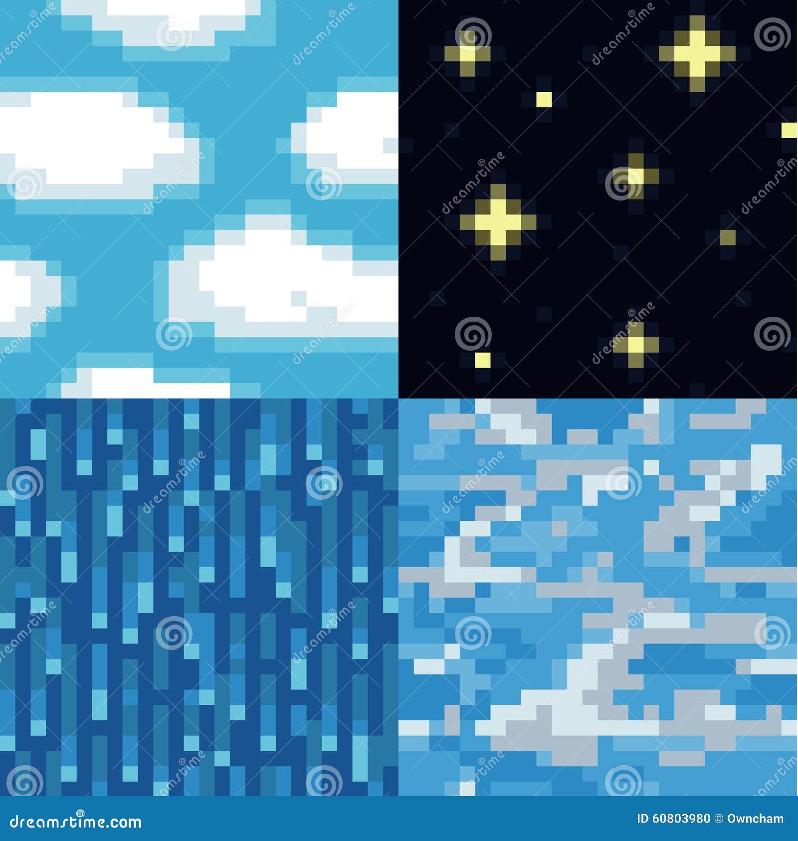 Set of pixel sky textures stock vector. Illustration of vintage - 60803980