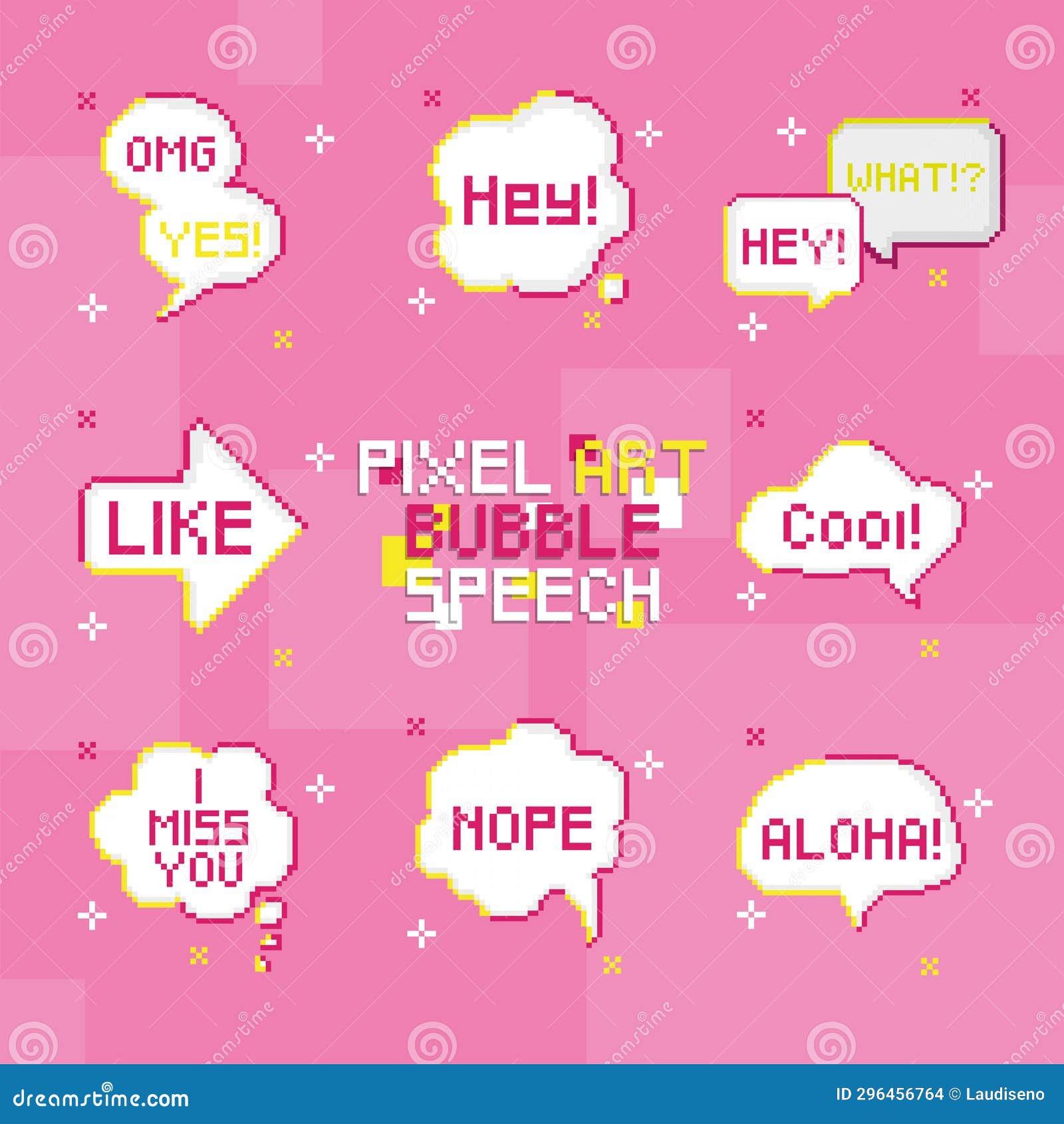 Set of Pixel Speech Bubbles with a Cartoon Expression Vector Stock ...