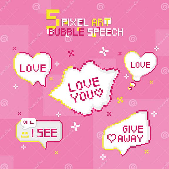 Set of Pixel Speech Bubbles with a Cartoon Expression Vector Stock ...