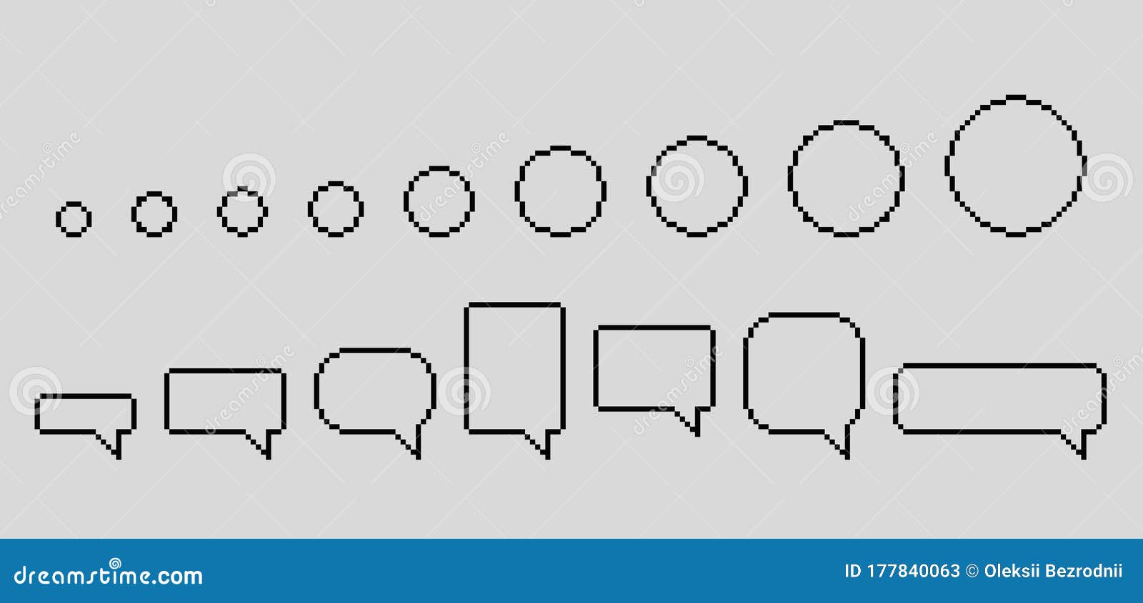 Set of Pixel Speech Bubbles Stock Vector - Illustration of graphic ...
