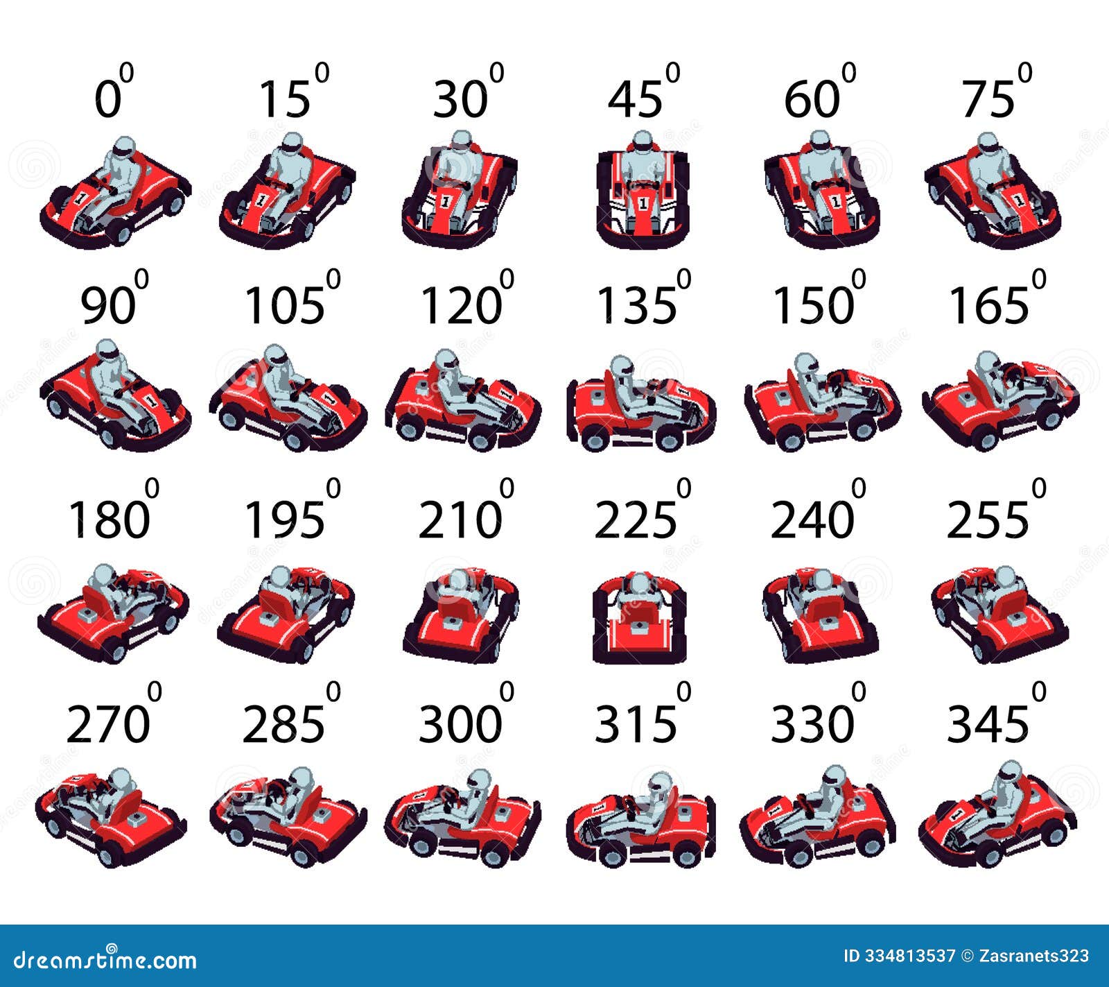 A Set of 24 Pixel Superkart from Different Angles. Stock Illustration ...