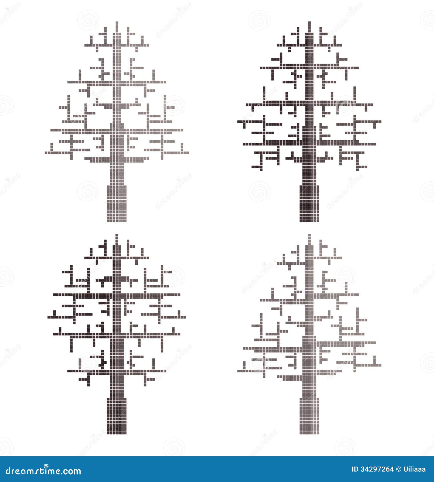 Set of pixel trees stock illustration. Illustration of pixelated - 34297264
