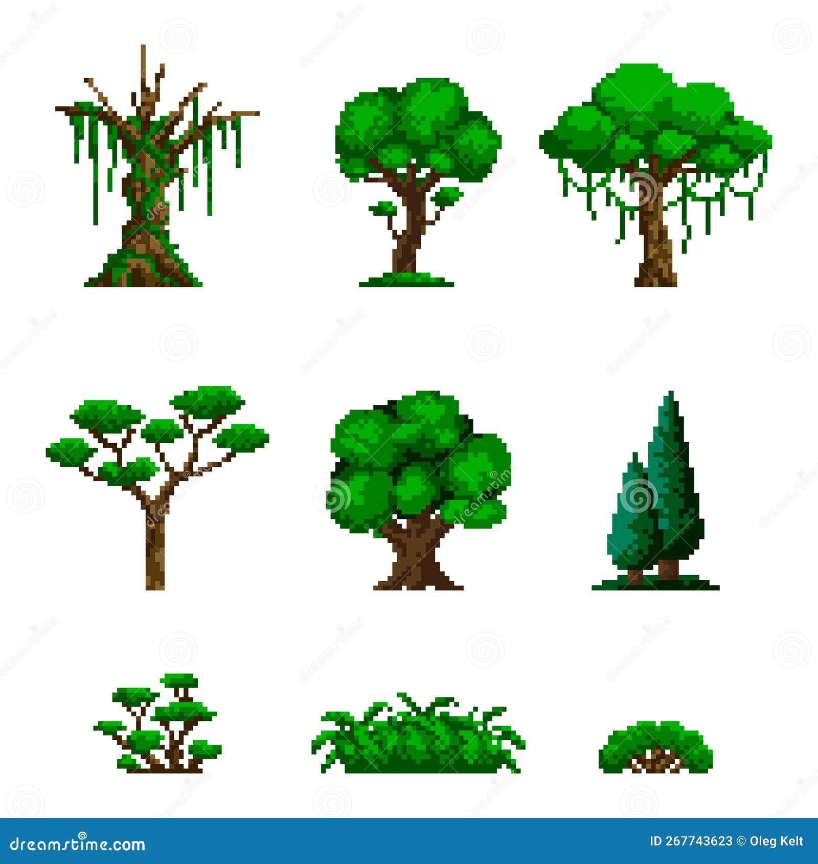 Pixel Art Trees Vector Illustration | CartoonDealer.com #53226082