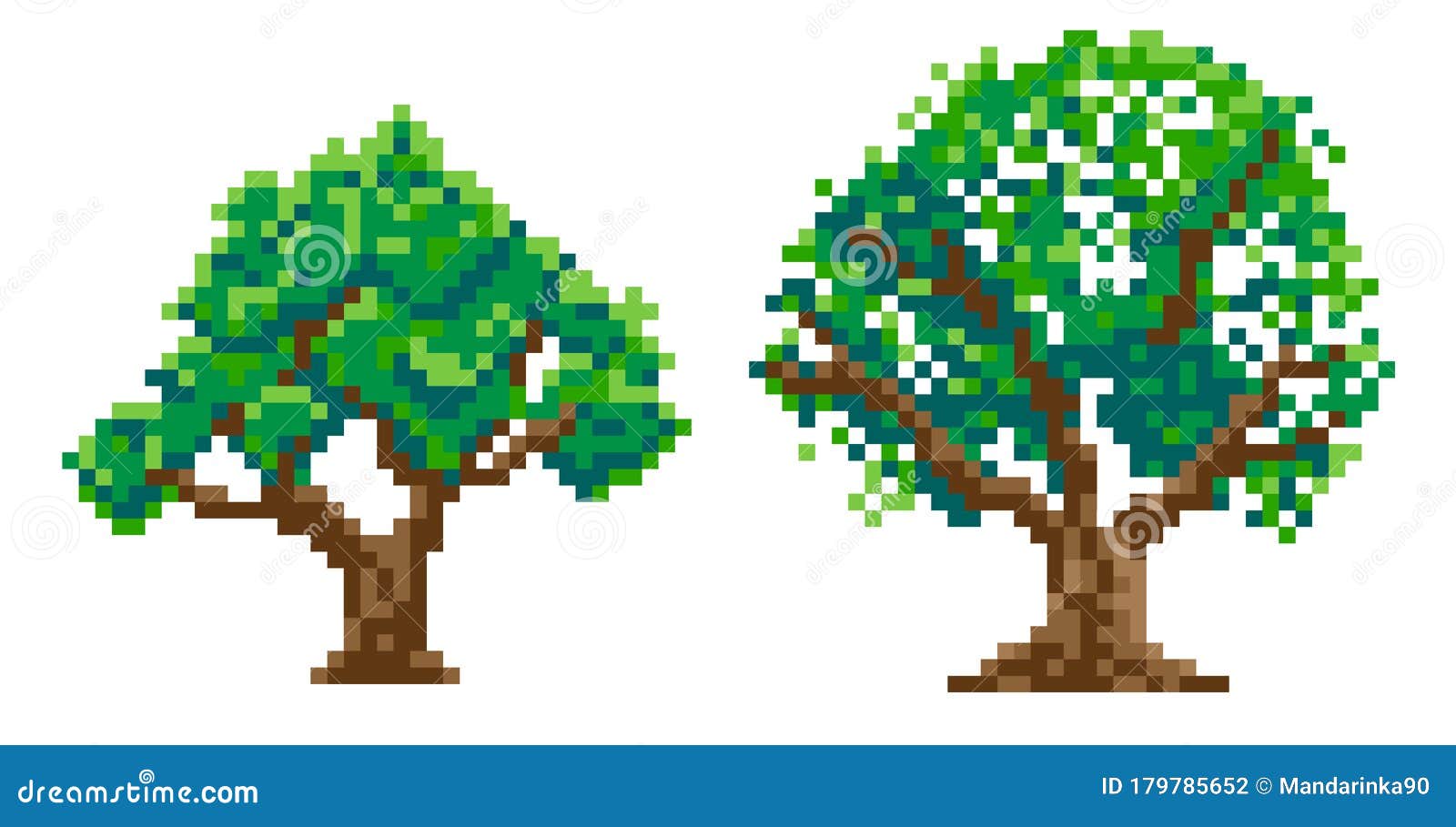 Set of 2 Pixel Trees, Pixel Art. Vector Stock Vector - Illustration of ...