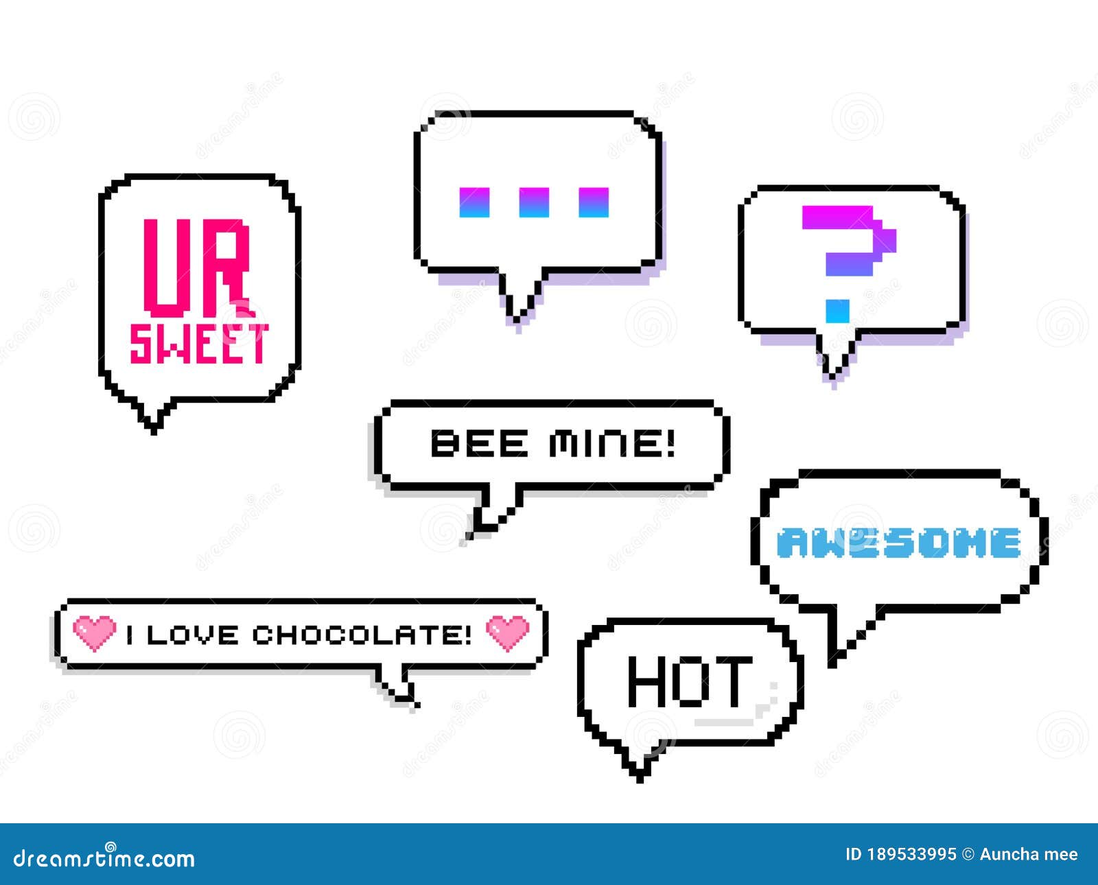 Set of Pixel on White Background. 8 Bit Concept Style Stock ...