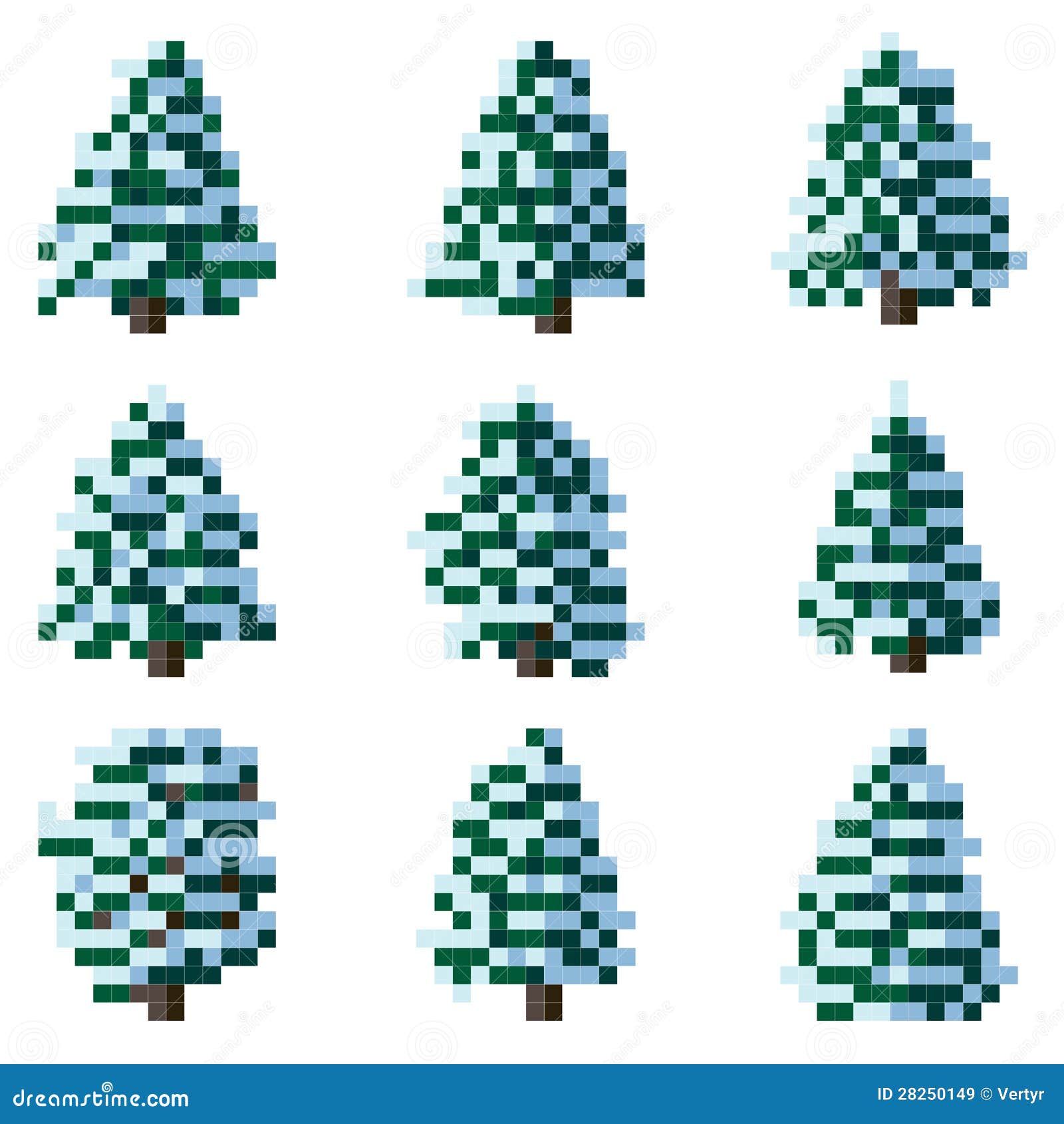 Set of Pixel Winter Snowy Tree. Stock Vector - Illustration of nature ...