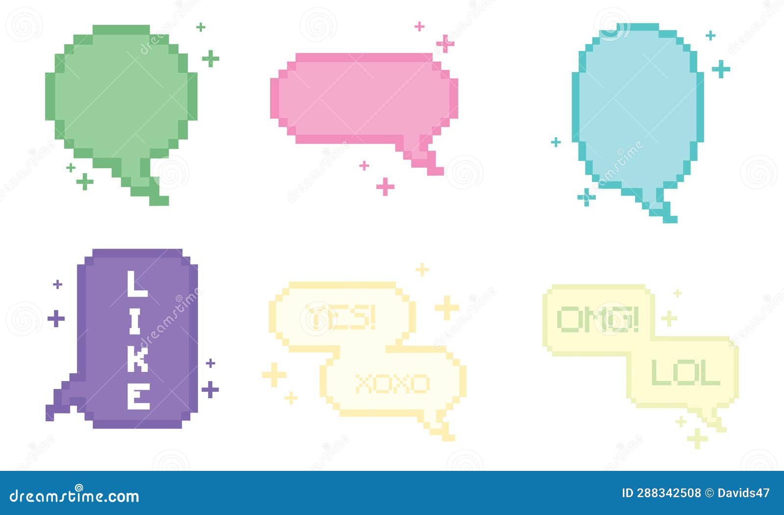 Set of Pixelated Comic Speech Bubble Chats Vector Stock Vector ...