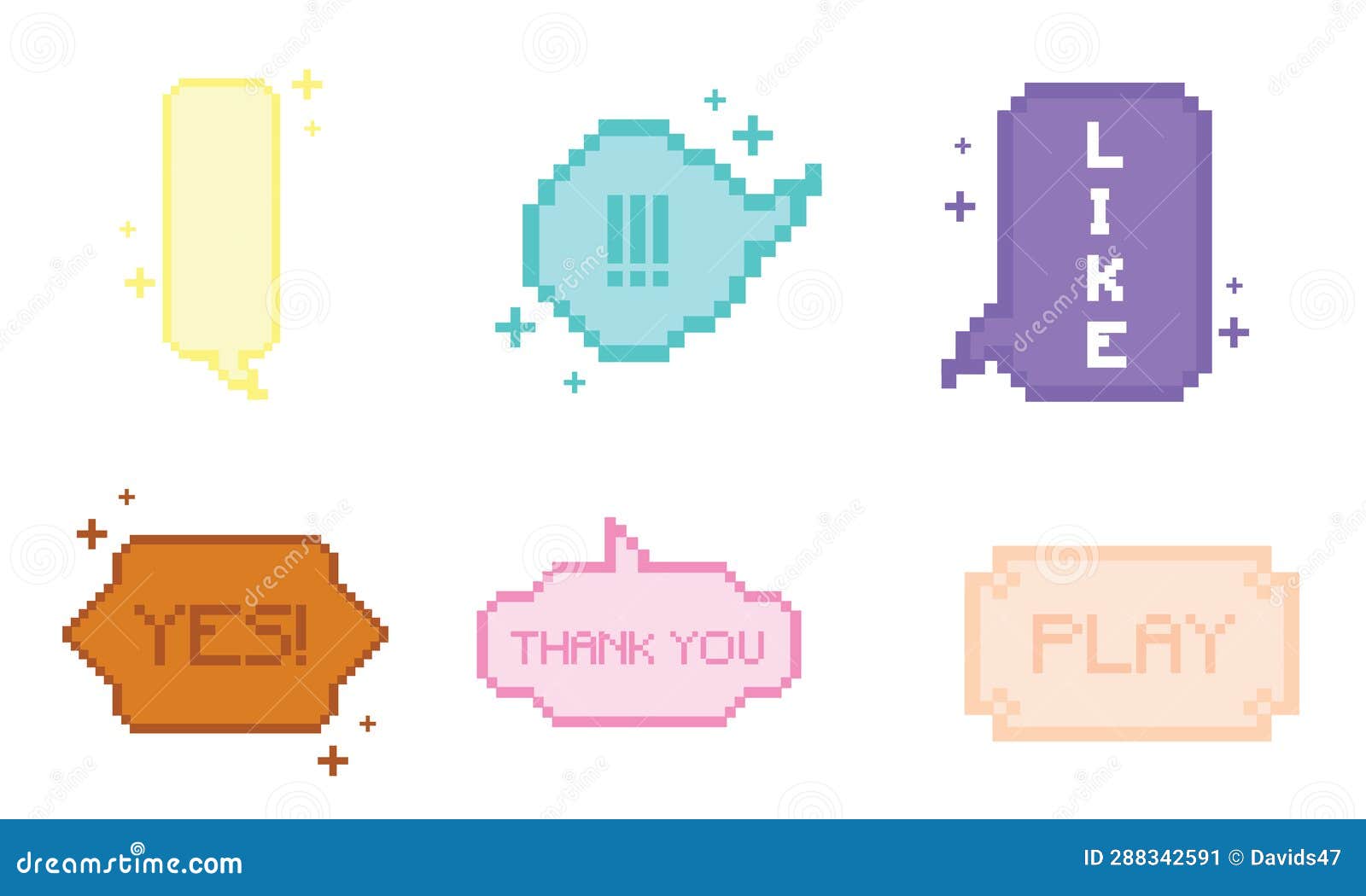 Set of Pixelated Comic Speech Bubble Chats Vector Stock Illustration ...