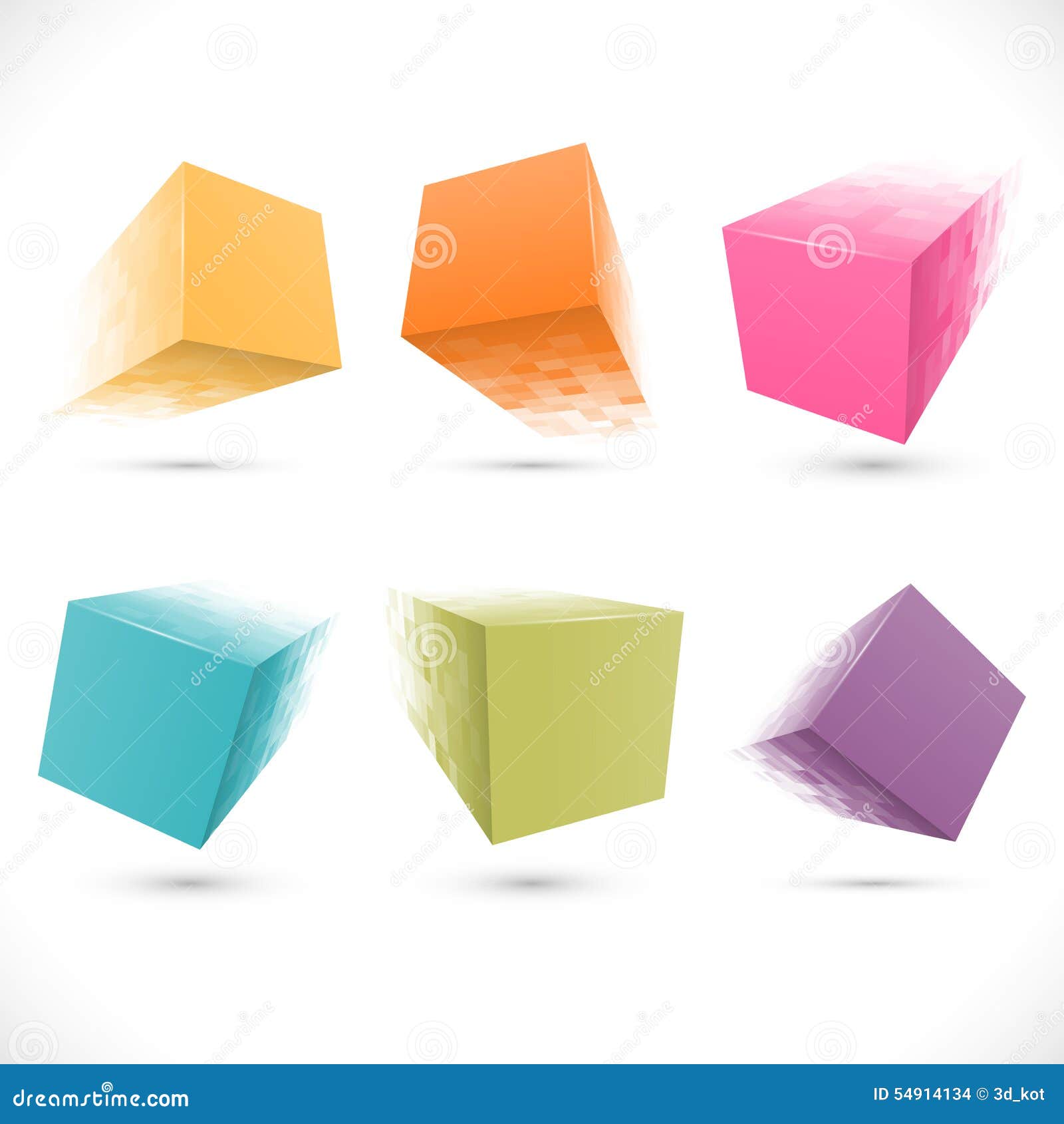 Set of Pixelated Cube Banners Stock Vector - Illustration of fade ...