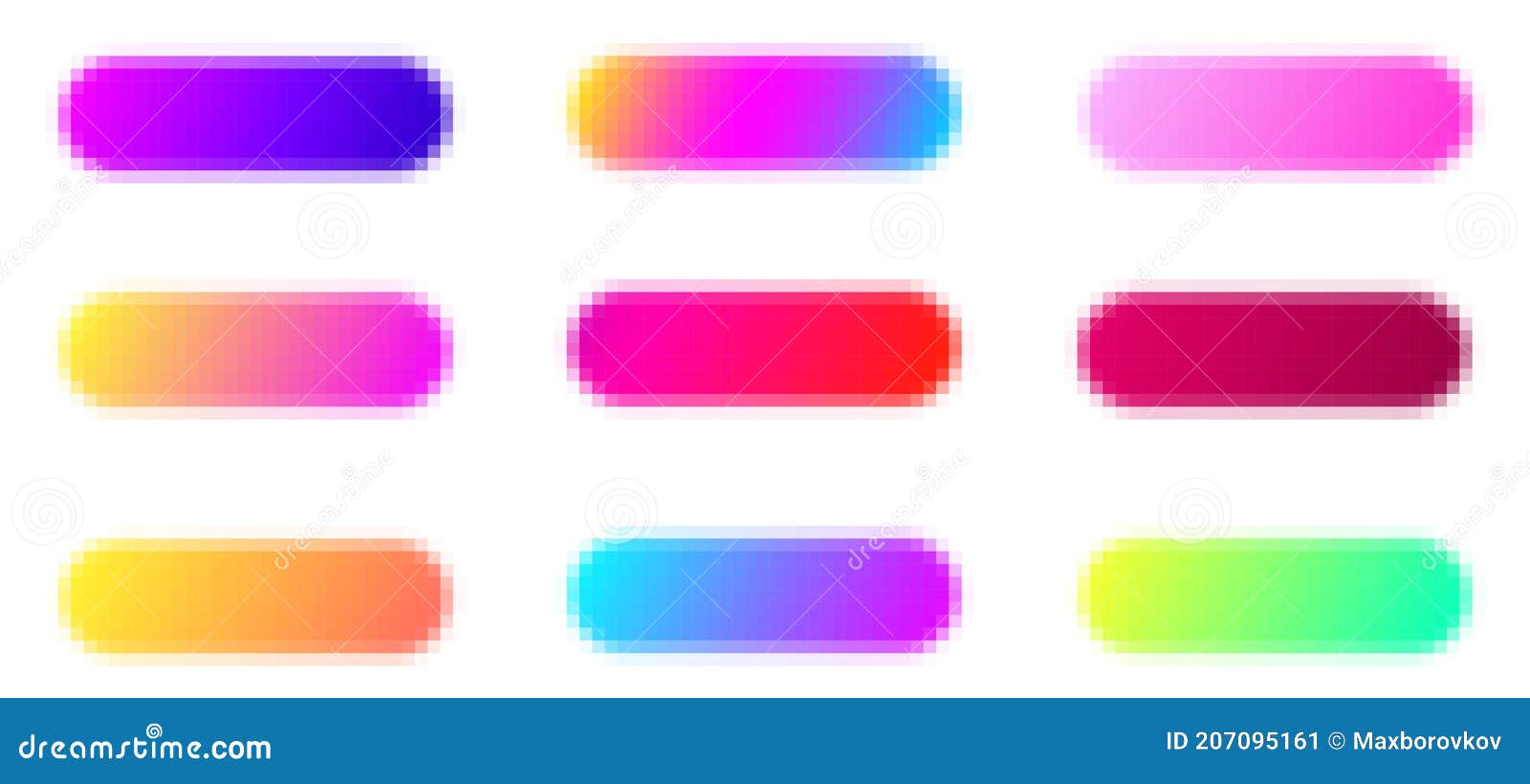Set of Pixelated Gradient Backgrounds for Buttons Stock Vector ...