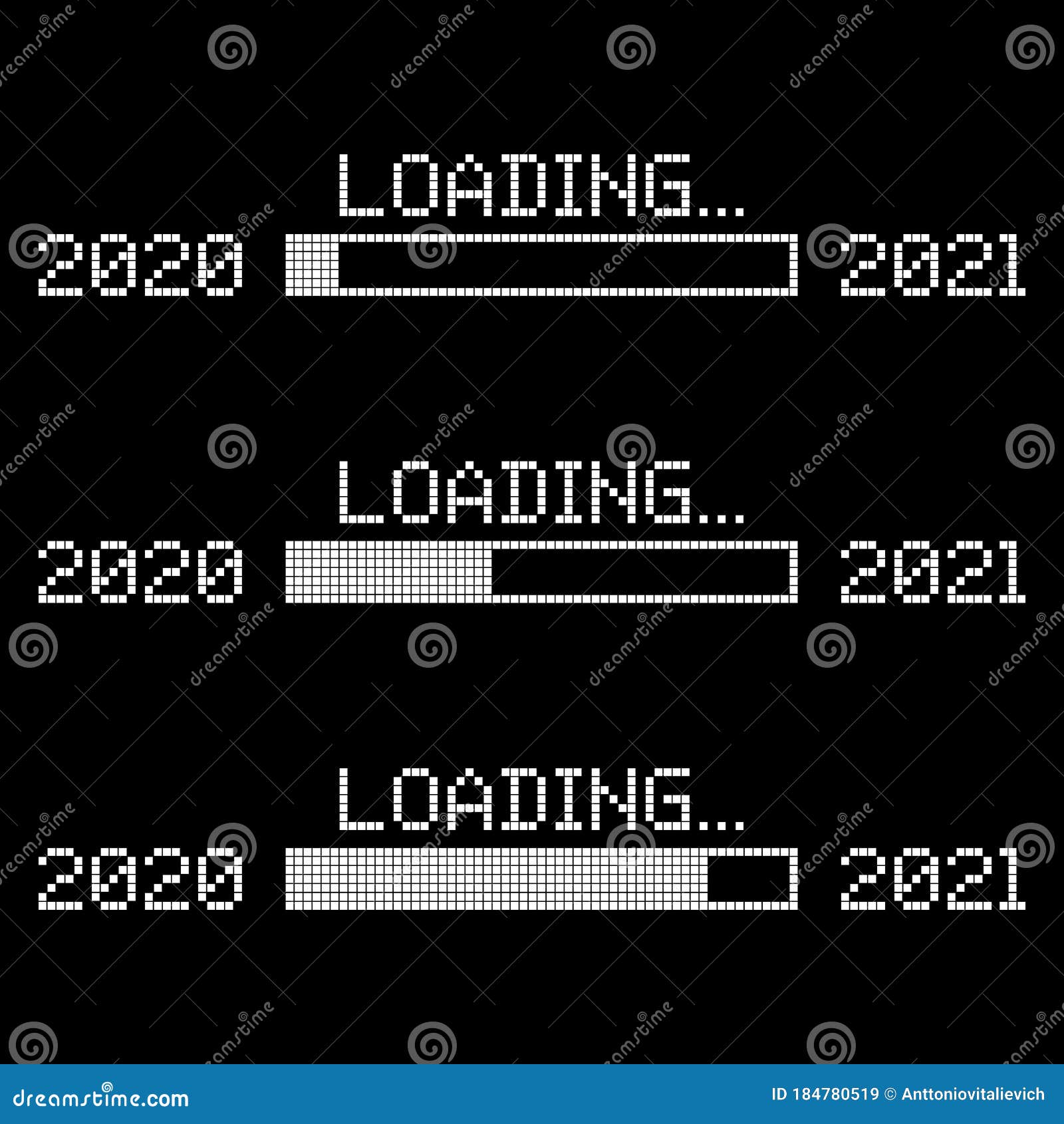 Pixelated Progress Bar Year 2020 To 2021 Loading Vector Illustration ...