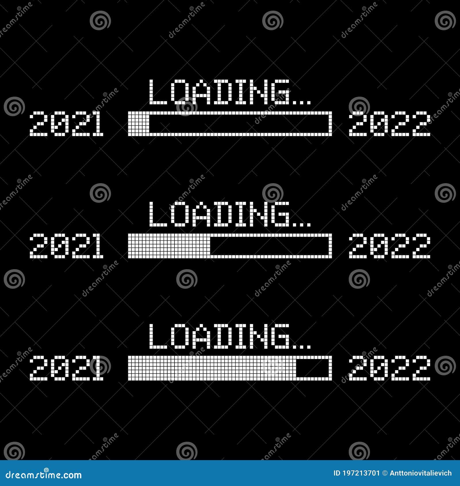 Pixelated Progress Bar Year 2021 To 2022 Loading Royalty-Free Cartoon ...