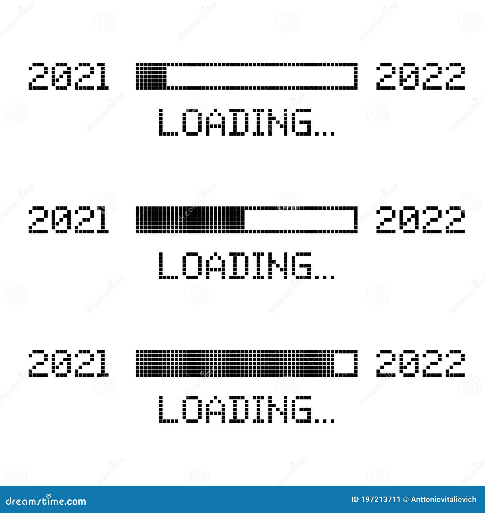 Pixelated Progress Bar Showing Loading Of 2022 Year On White Background ...