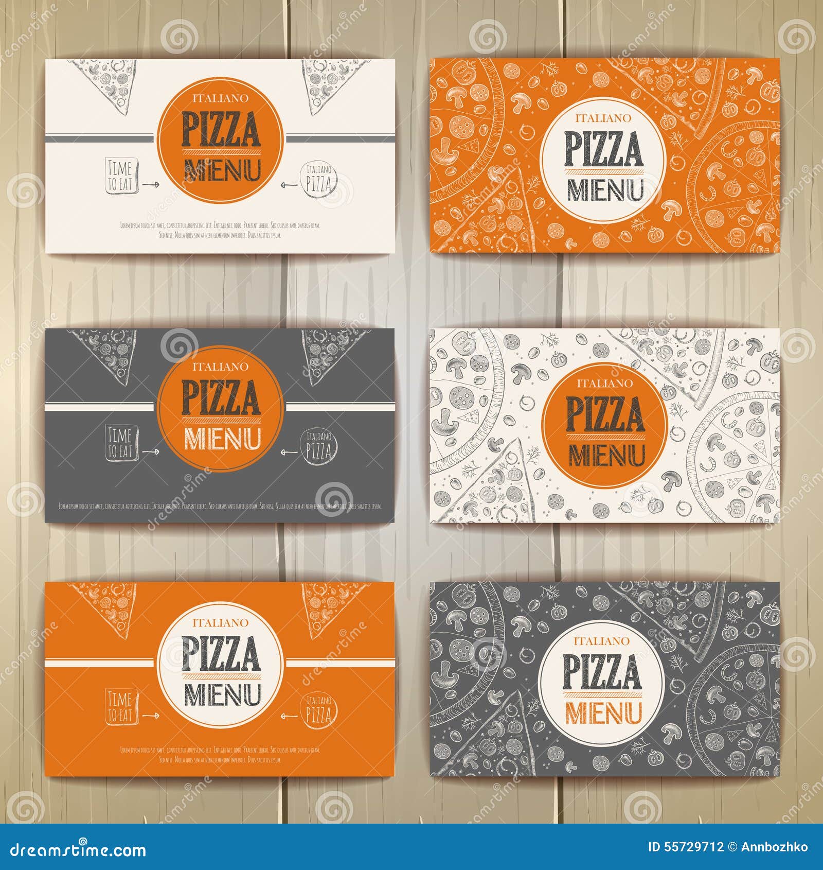 Set of pizza card design. stock vector. Illustration of banner - 55729712