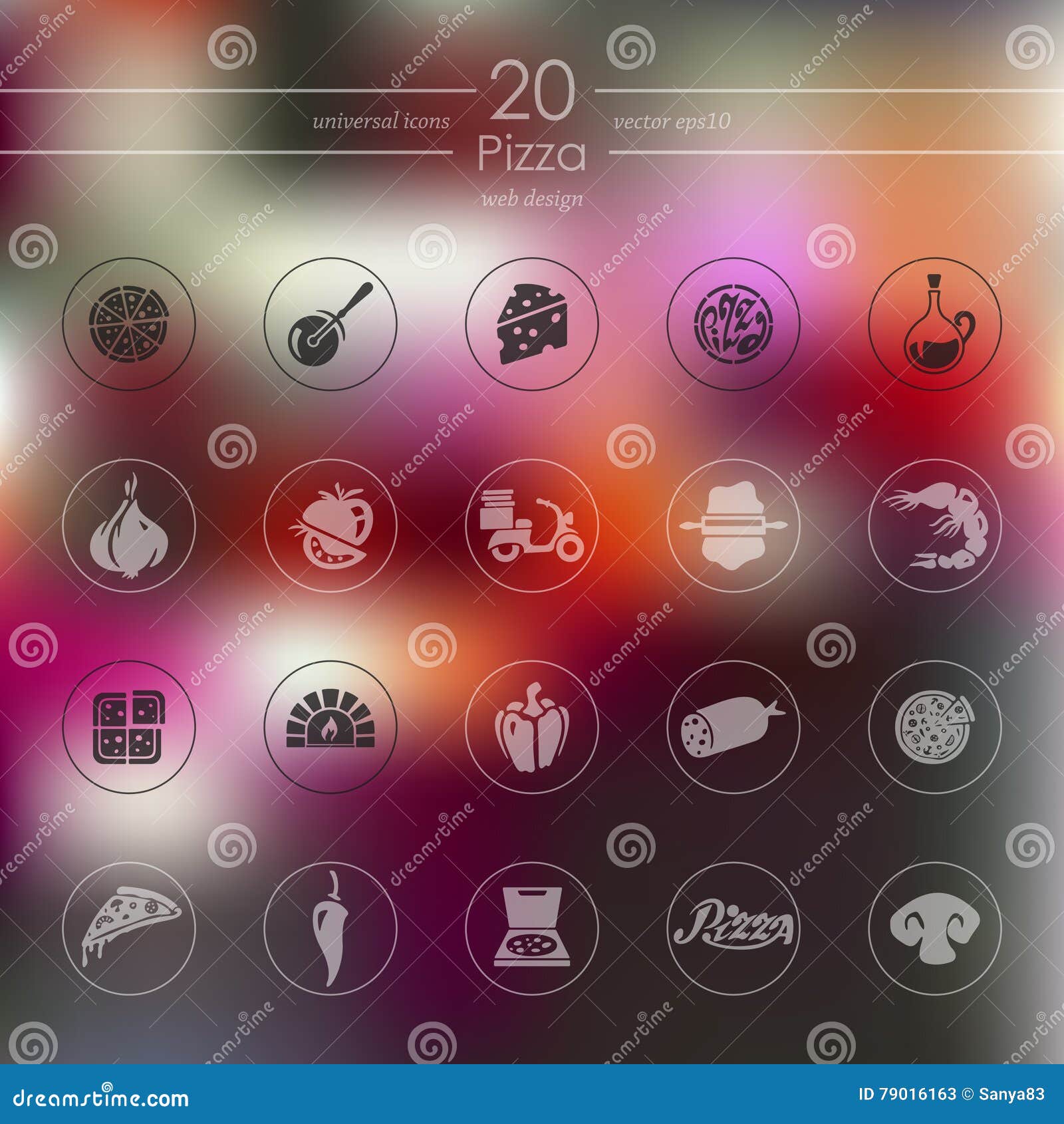 Set of pizza icons stock vector. Illustration of cuisine - 79016163