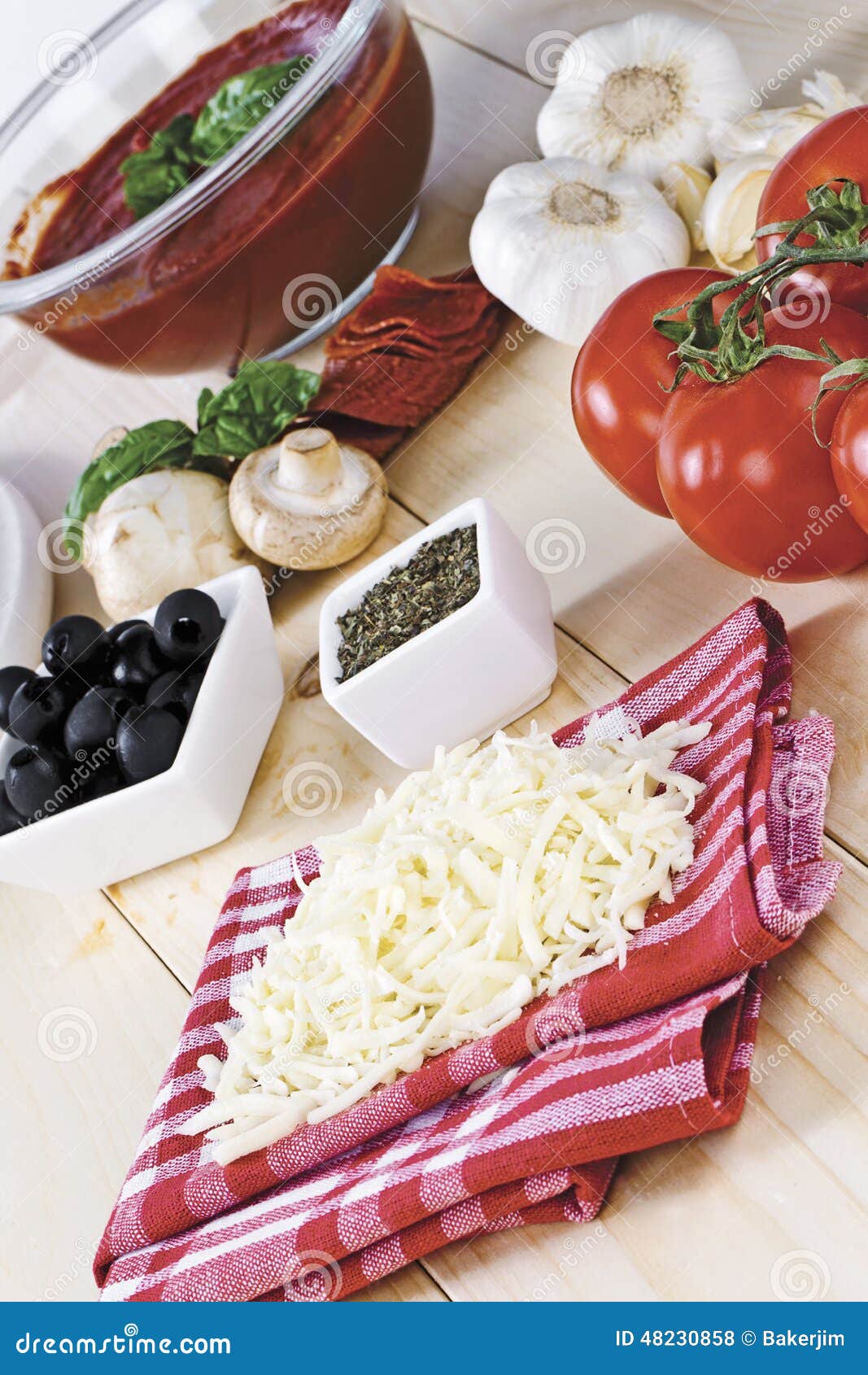 Set of pizza ingredient stock photo. Image of dinner - 48230858