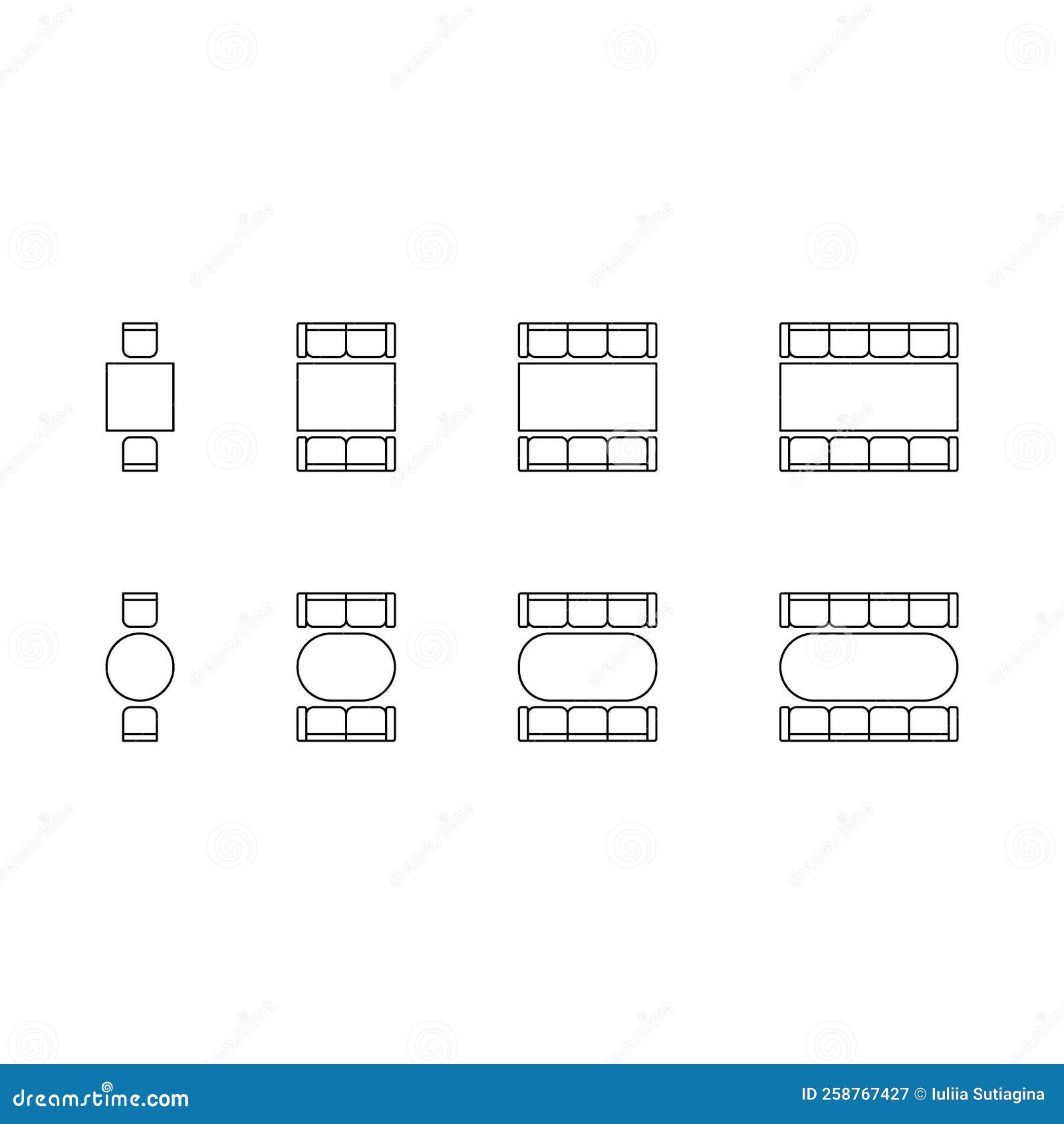 Set of Plan for Arranging Seats Chair, Sofa and Tables in Interior ... Set of Plan for Arranging Seats Chair, Sofa and Tables in Interior ...