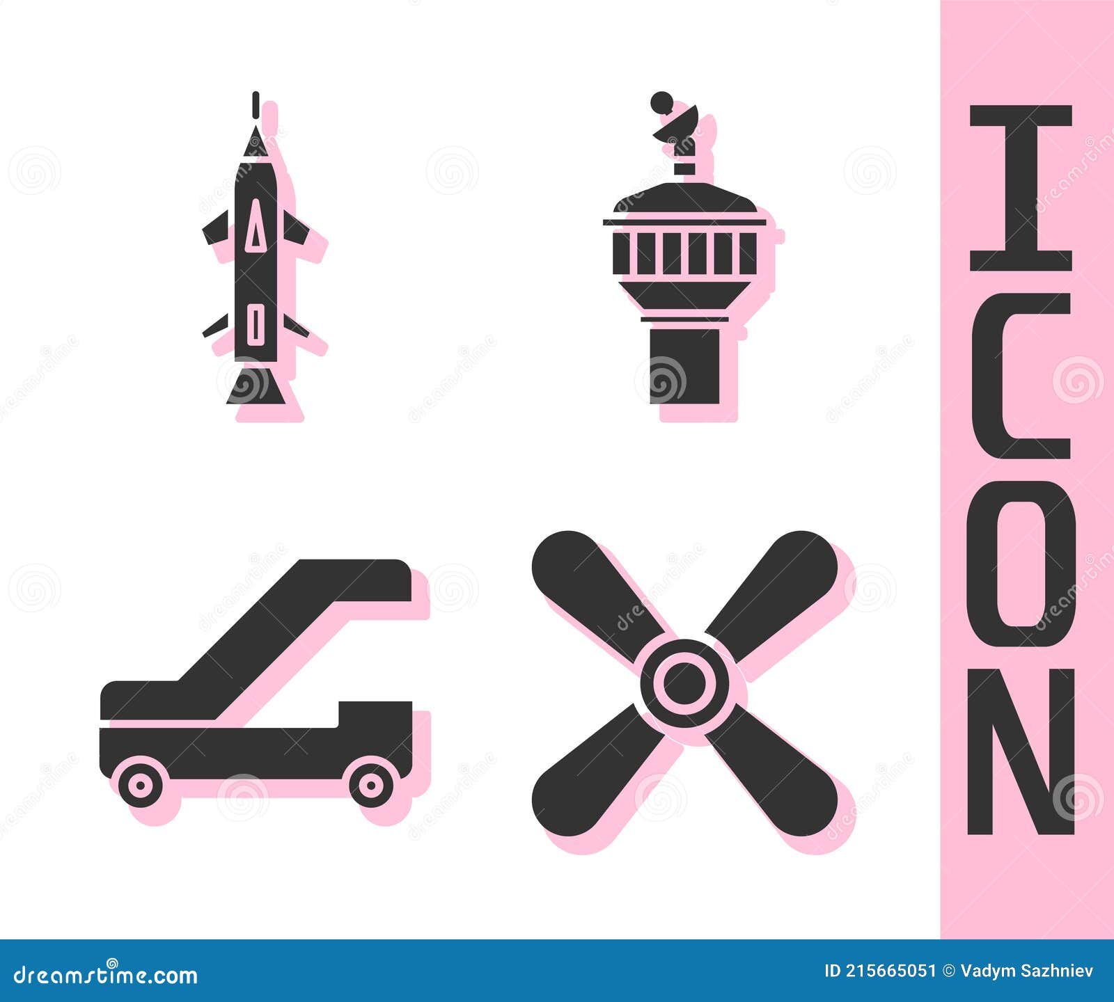 Set Plane Propeller, Rocket, Passenger Ladder for Plane Boarding and ...