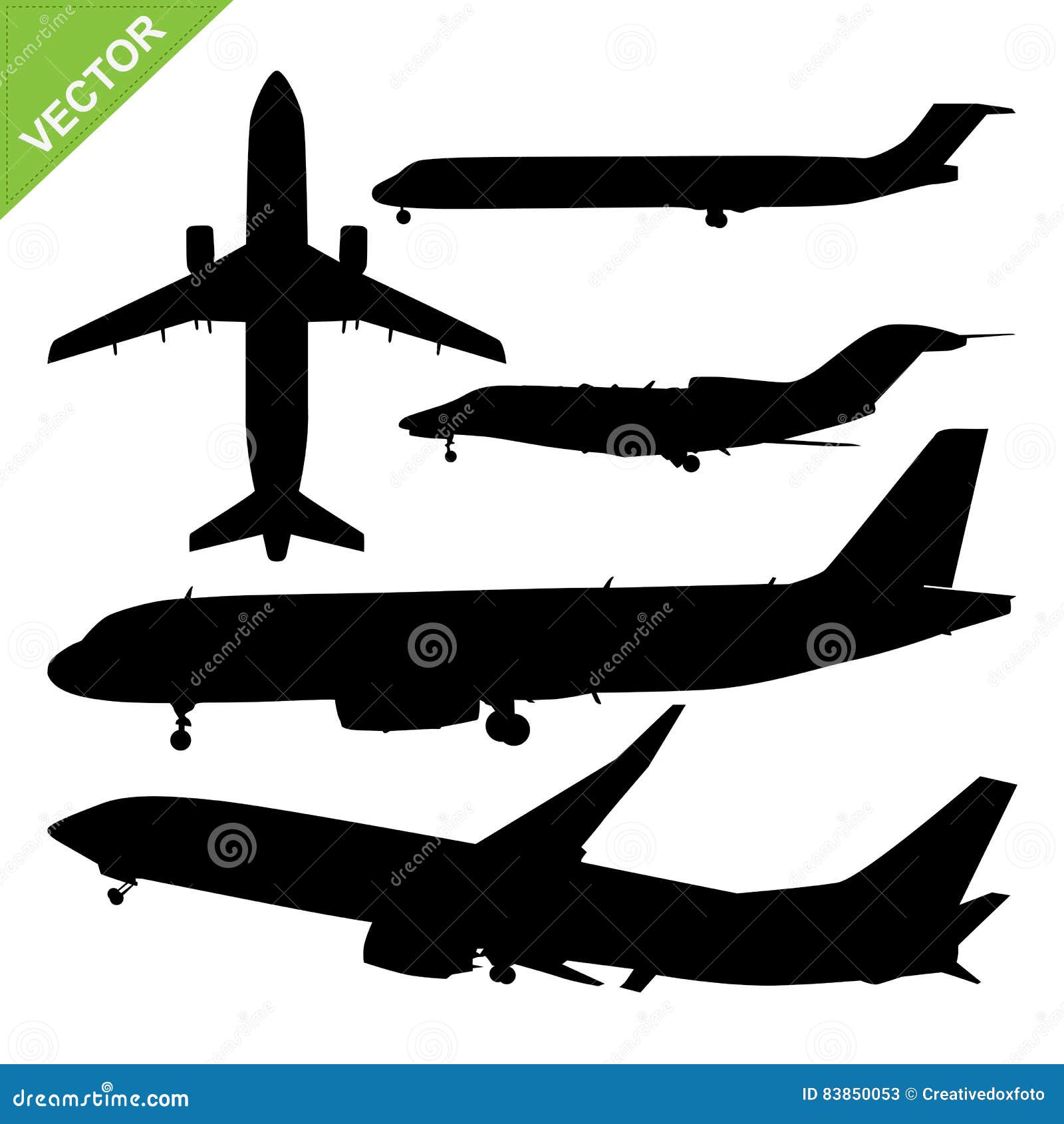 Plane Silhouette Isolated On White Vector Flat Illustration ...