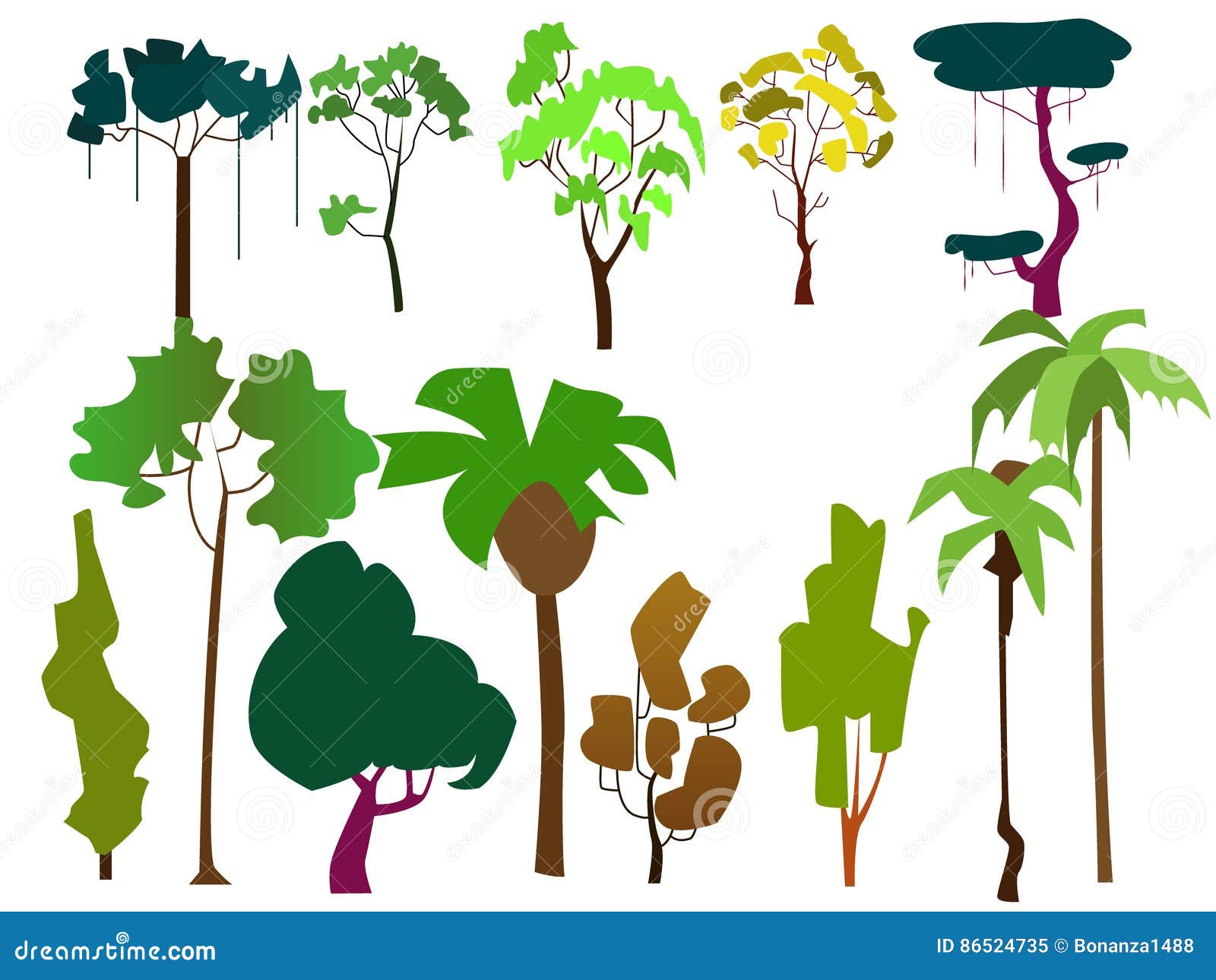 Set of plane trees stock vector. Illustration of birch - 86524735