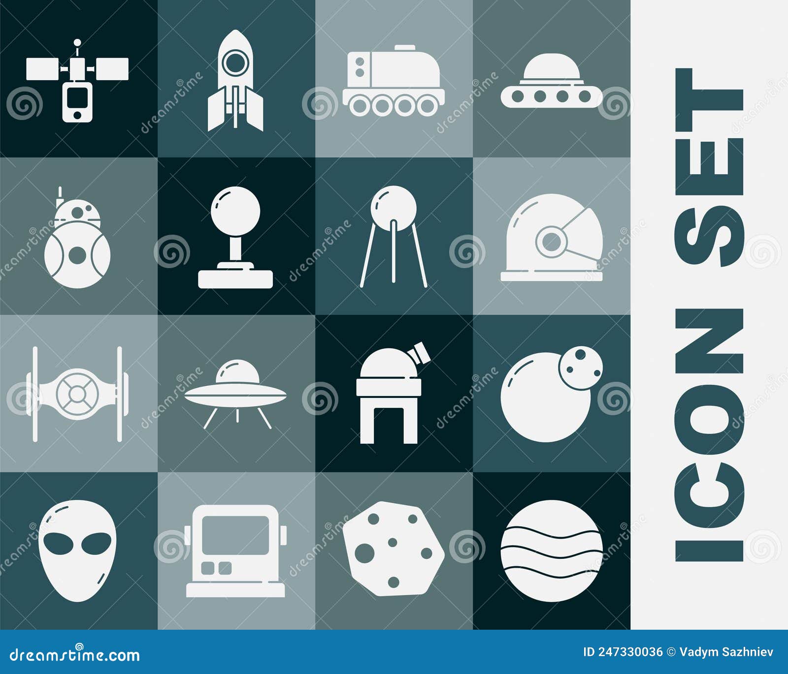 Set Planet, Astronaut Helmet, Mars Rover, Joystick, Robot, Satellite ... Set Planet, Astronaut Helmet, Mars Rover, Joystick, Robot, Satellite ...