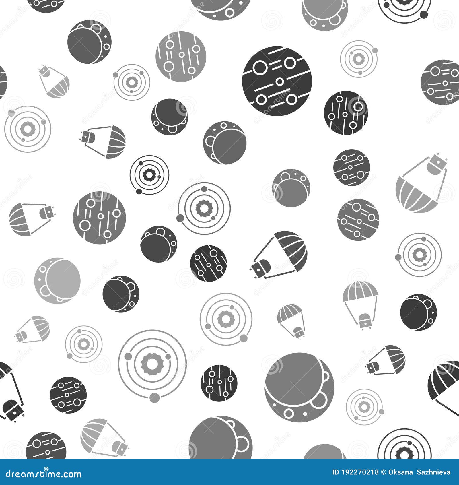 Set Planet Mars, Moon, Space Capsule and Parachute and Solar System on ...