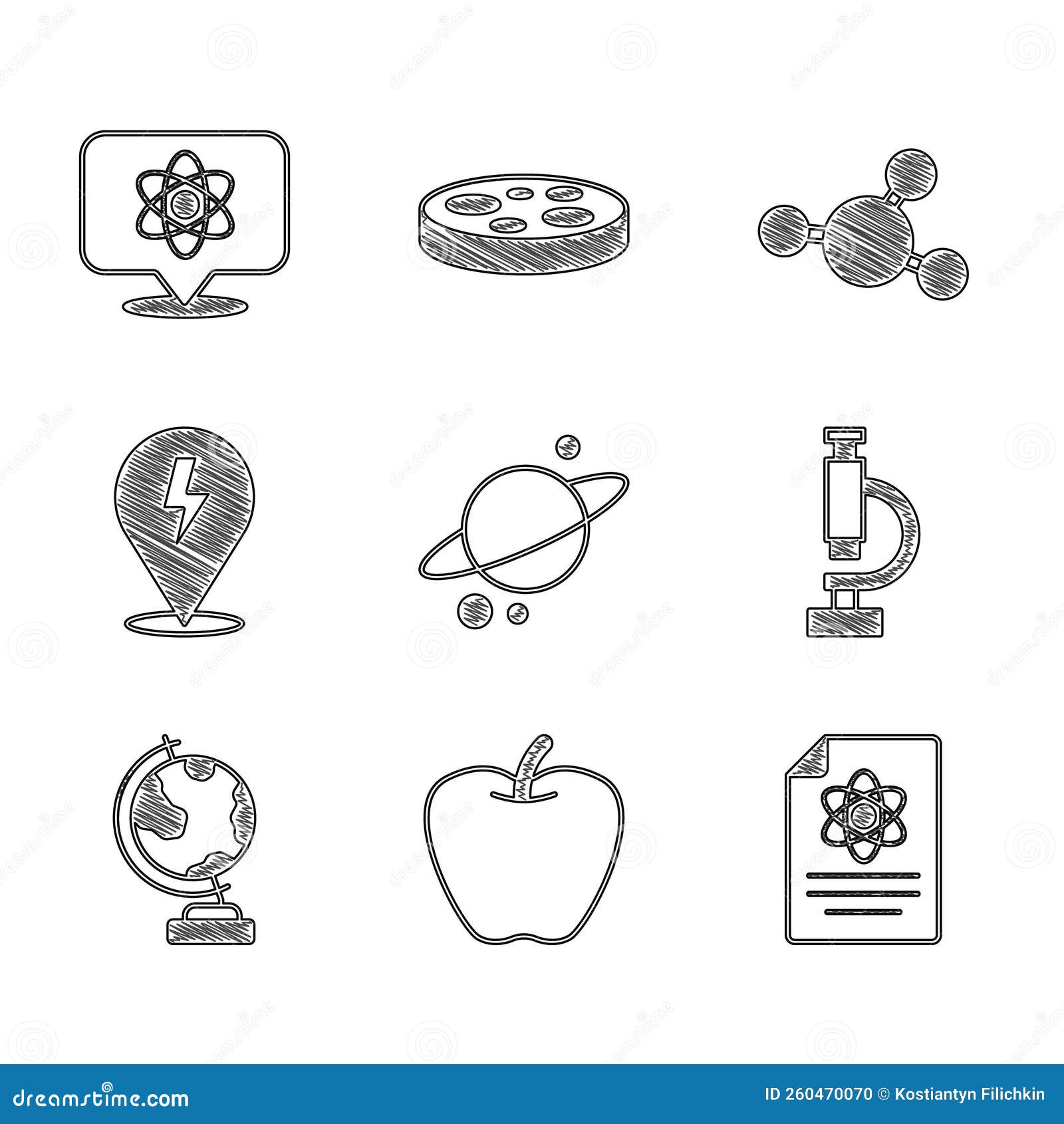 Set Planet Saturn, Apple, Chemistry Report, Microscope, Earth Globe ... Set Planet Saturn, Apple, Chemistry Report, Microscope, Earth Globe ...