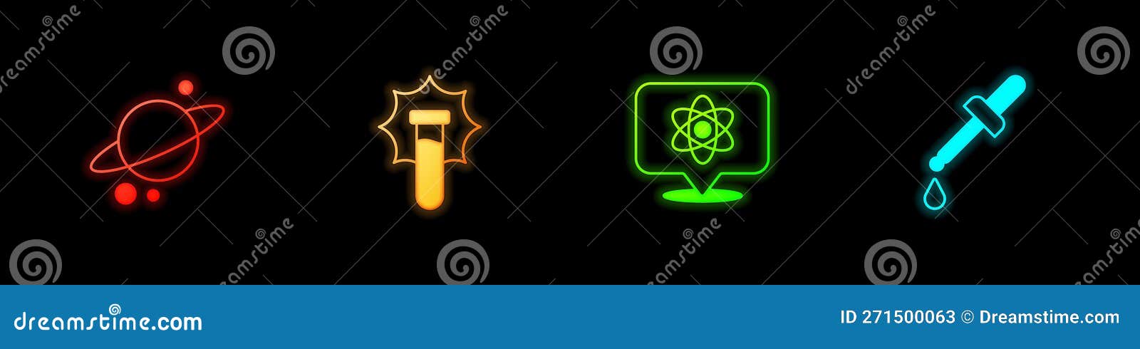 Set Planet Saturn, Explosion in the Flask, Atom and Pipette Icon ...