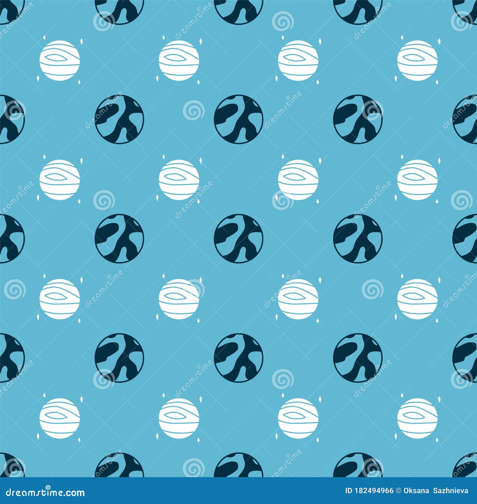 Set Planet and Planet Venus on Seamless Pattern Stock Illustration ...