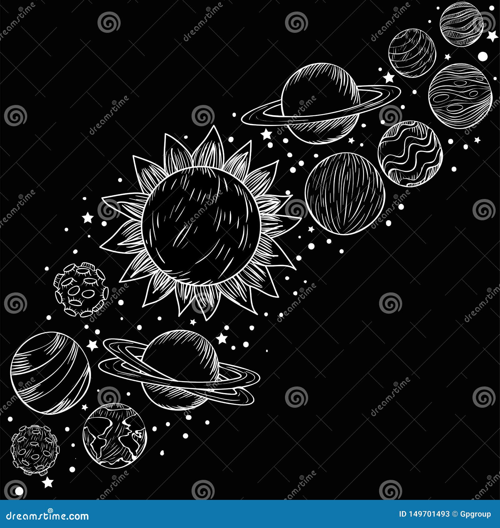 Set of Planets Draws Design Stock Vector - Illustration of spacecraft ...