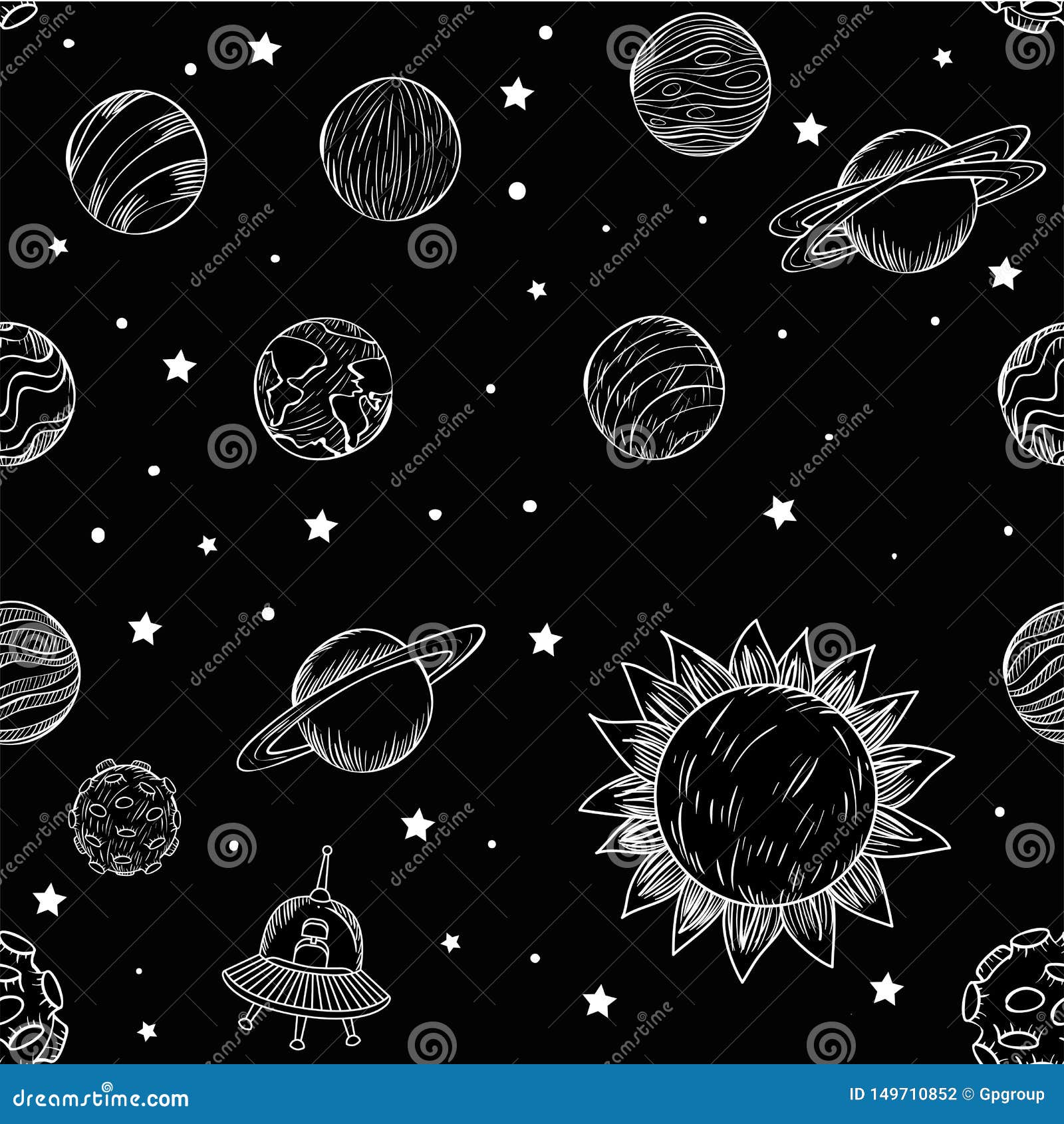 Set of Planets Draws Design Stock Vector - Illustration of flight ...