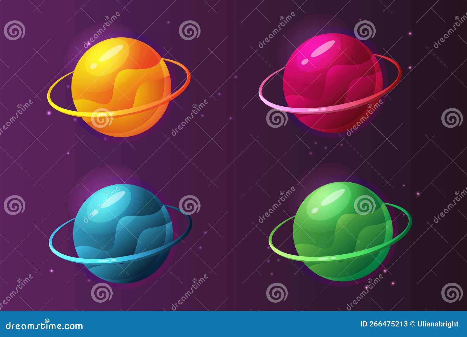 A Set of Planets for the Game or App Design. Vector Illustration. Stock ...