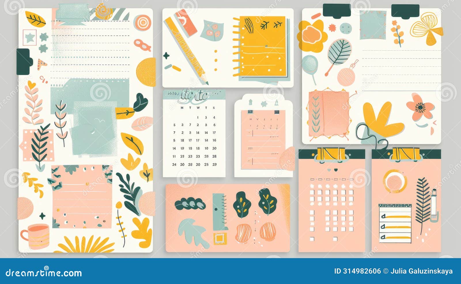 Set of Planners, Note Paper, To Do List, Stickers Templates. Cute Paper ...