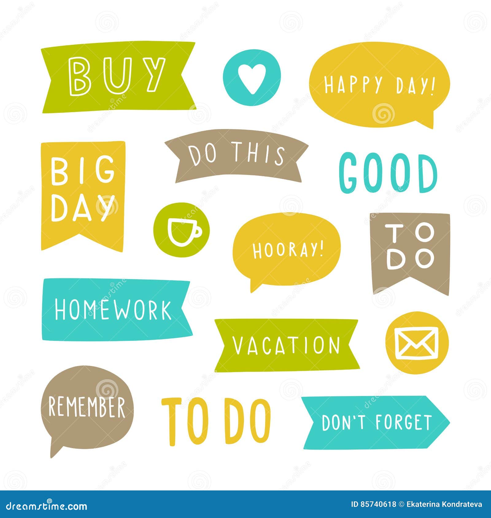 Set of planning stickers. stock vector. Illustration of like - 85740618