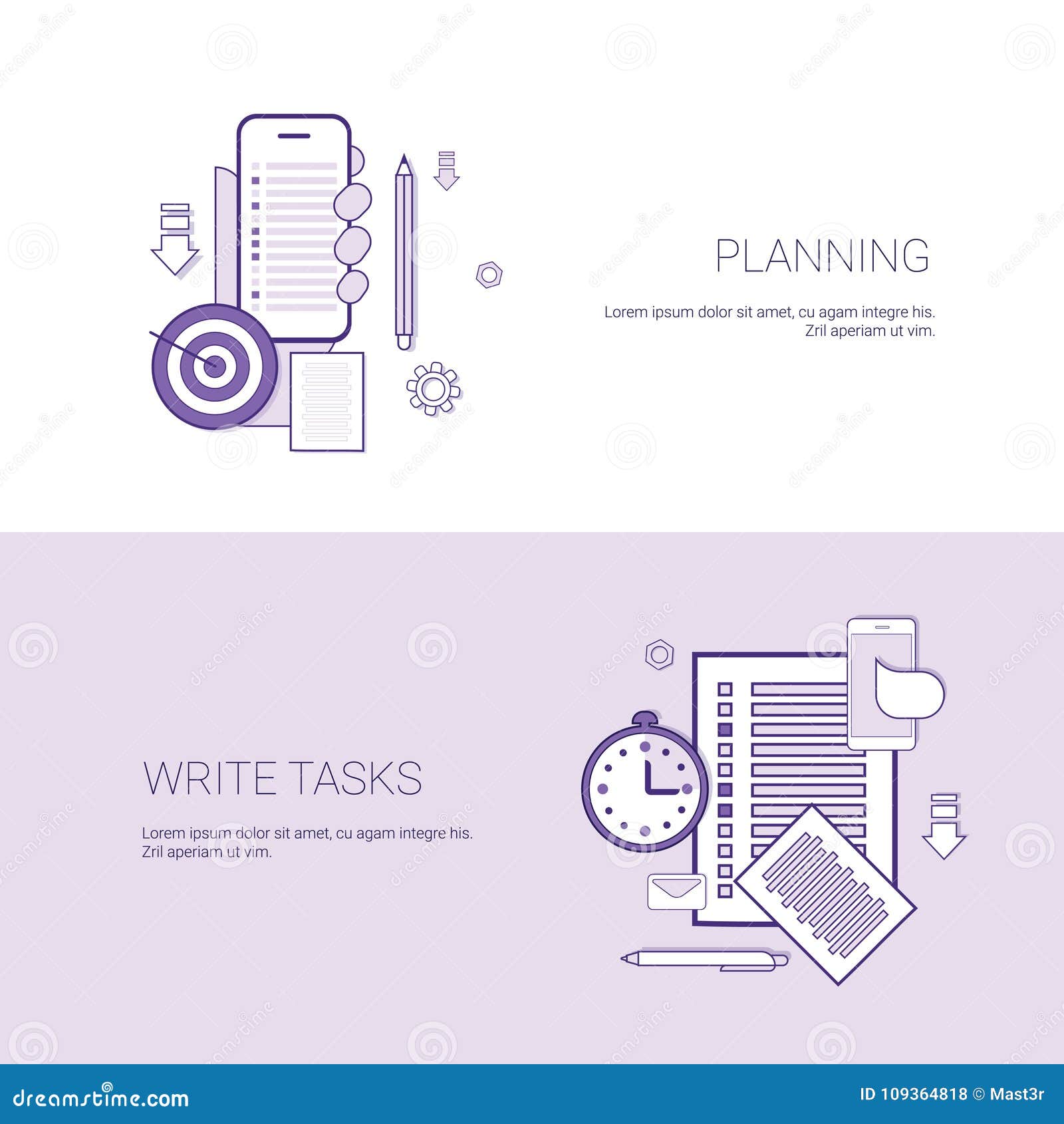 Set of Planning and Write Tasks Banners Business Concept Template ...