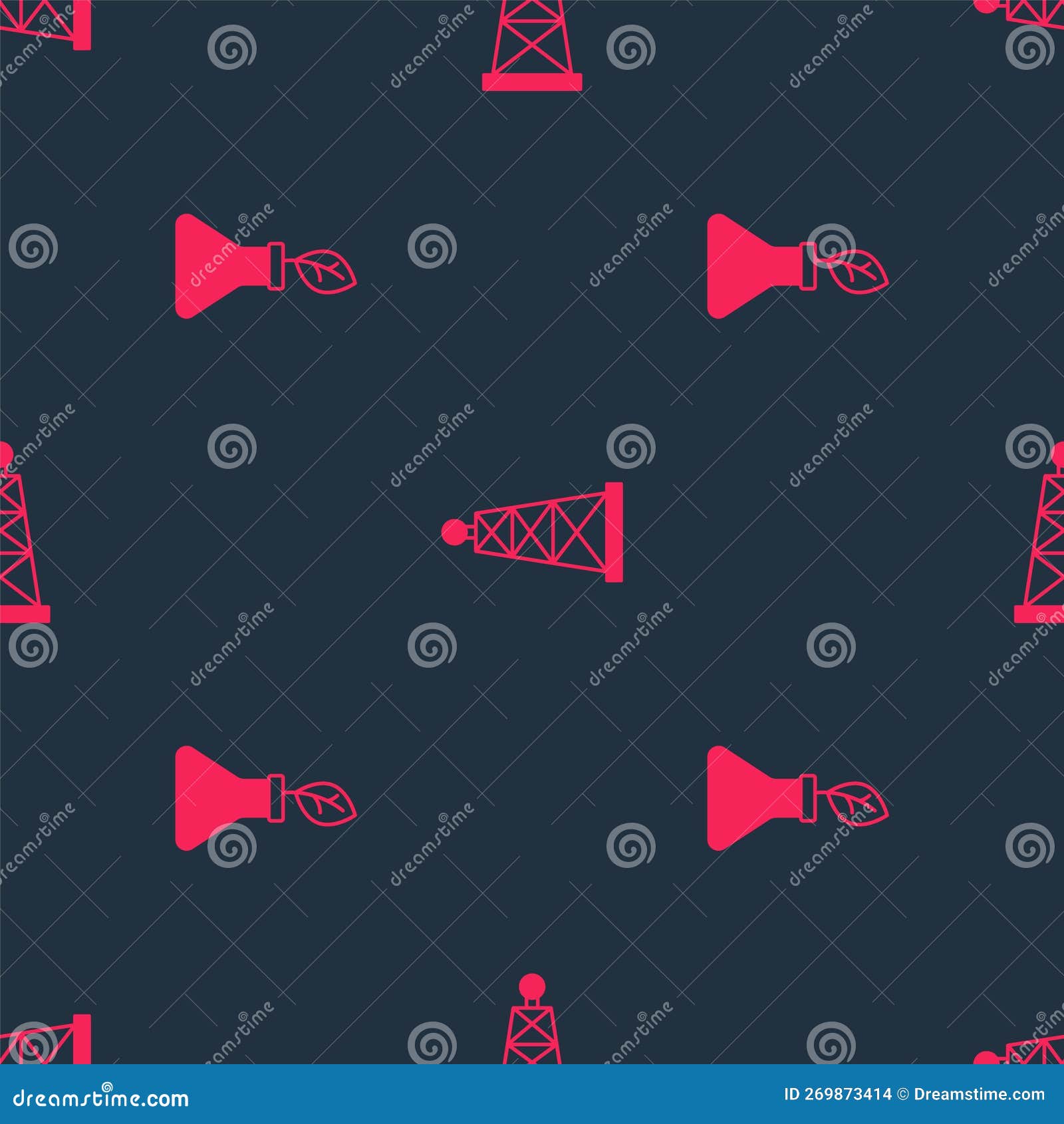 Set Plant Breeding and Oil Rig on Seamless Pattern. Vector Stock Vector ...